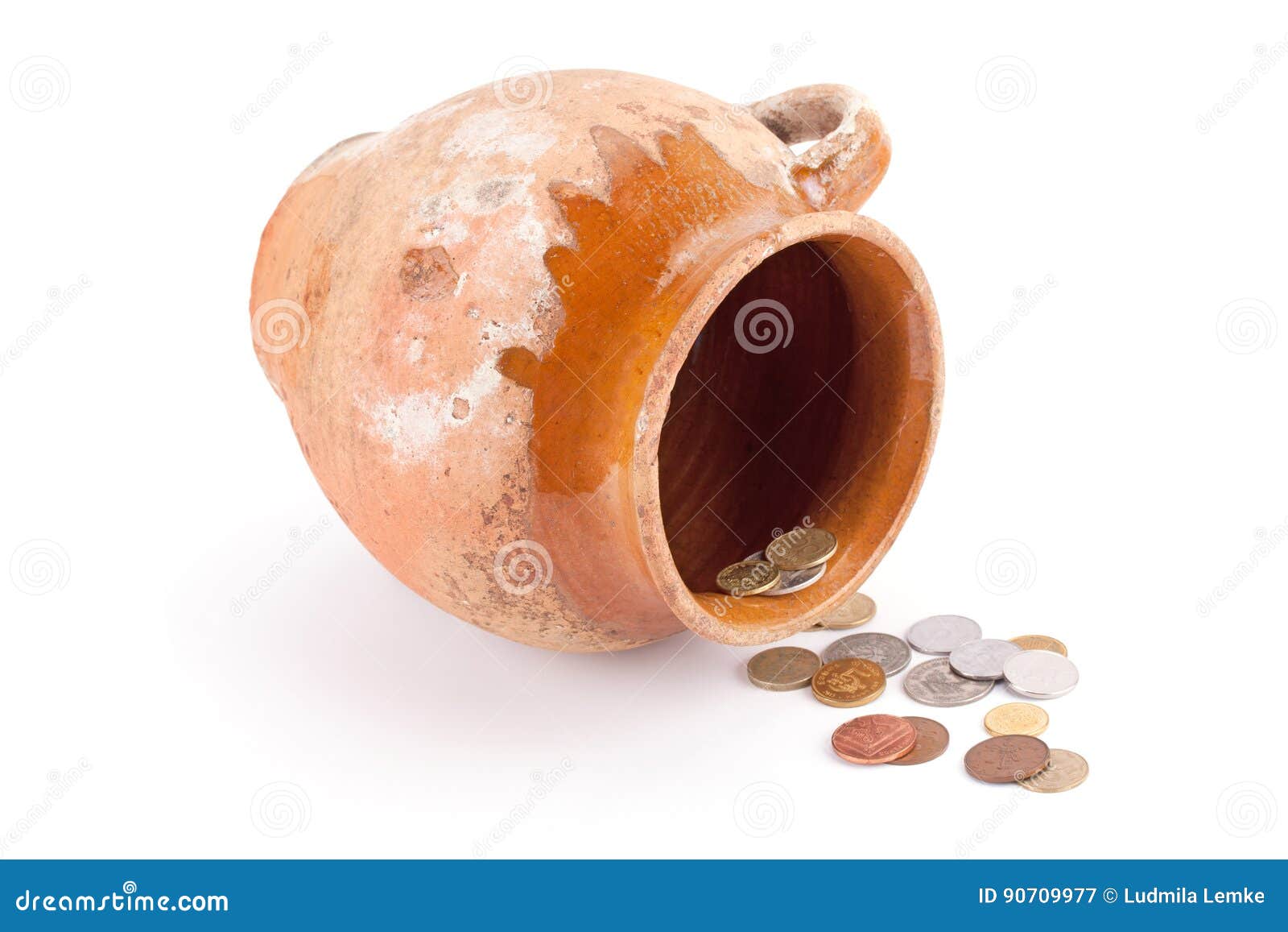 Old ceramic pot of money. stock image. Image of clay - 90709977
