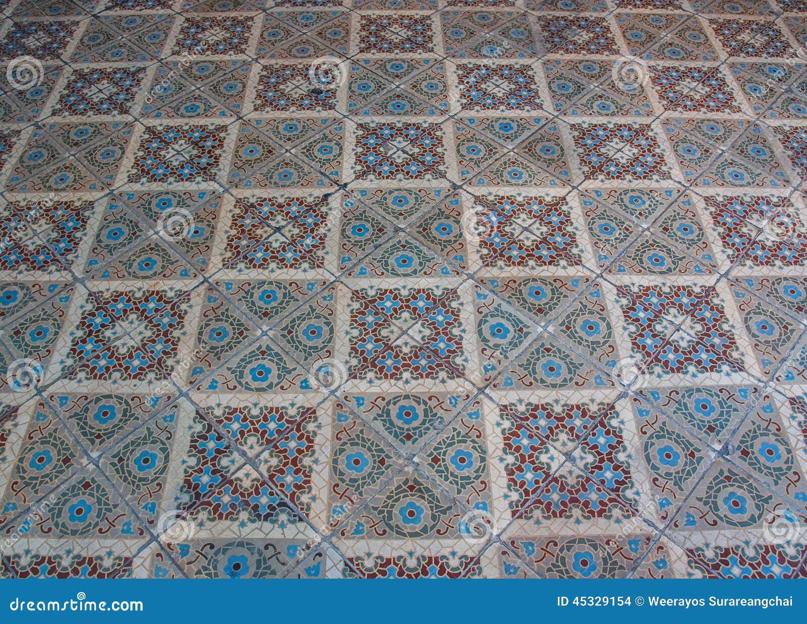 Old Ceramic Tile Floor,Shooting Angle in Obliquely. Stock Photo - Image ...