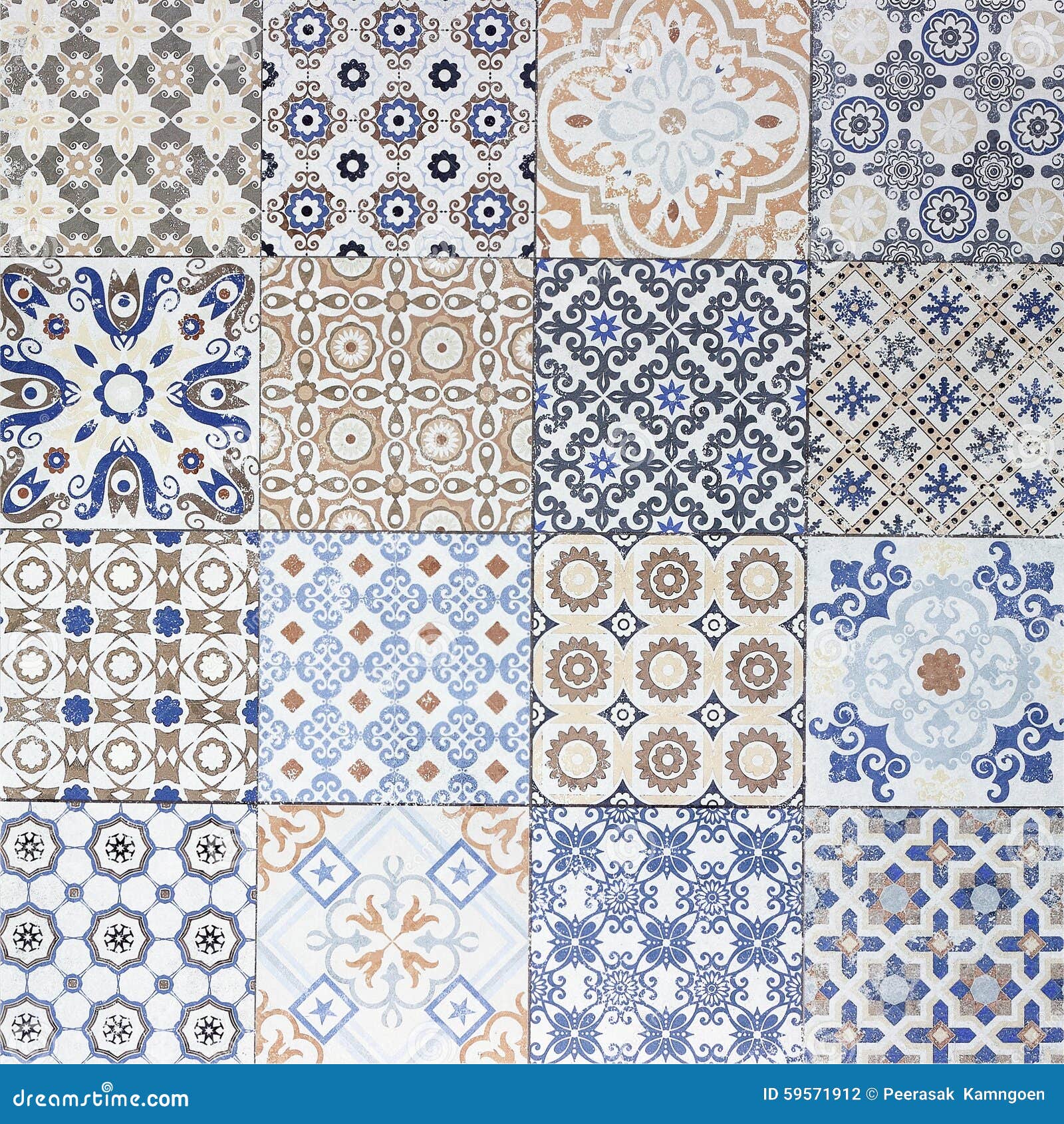 Old Ceramic Tiles Patterns Background in the Park Stock Photo - Image ...