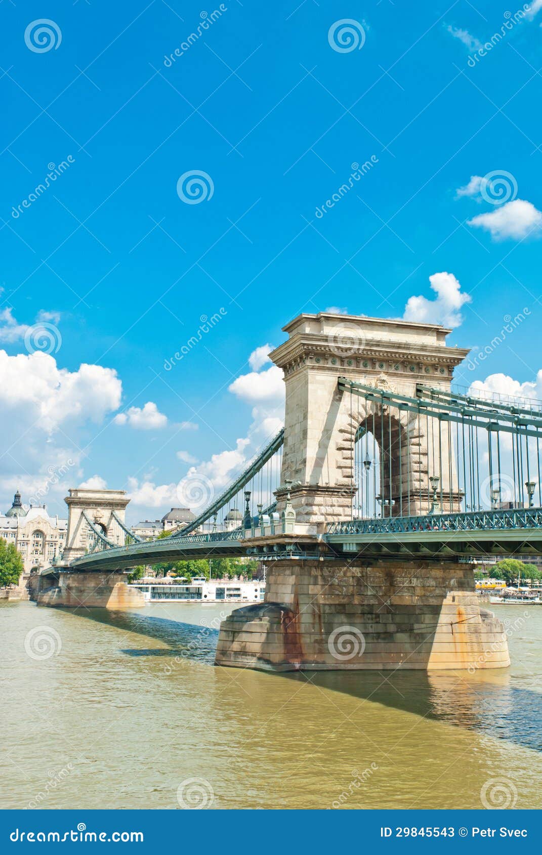 Old Chain Bridge in Budapest Stock Image - Image of townspeople ...