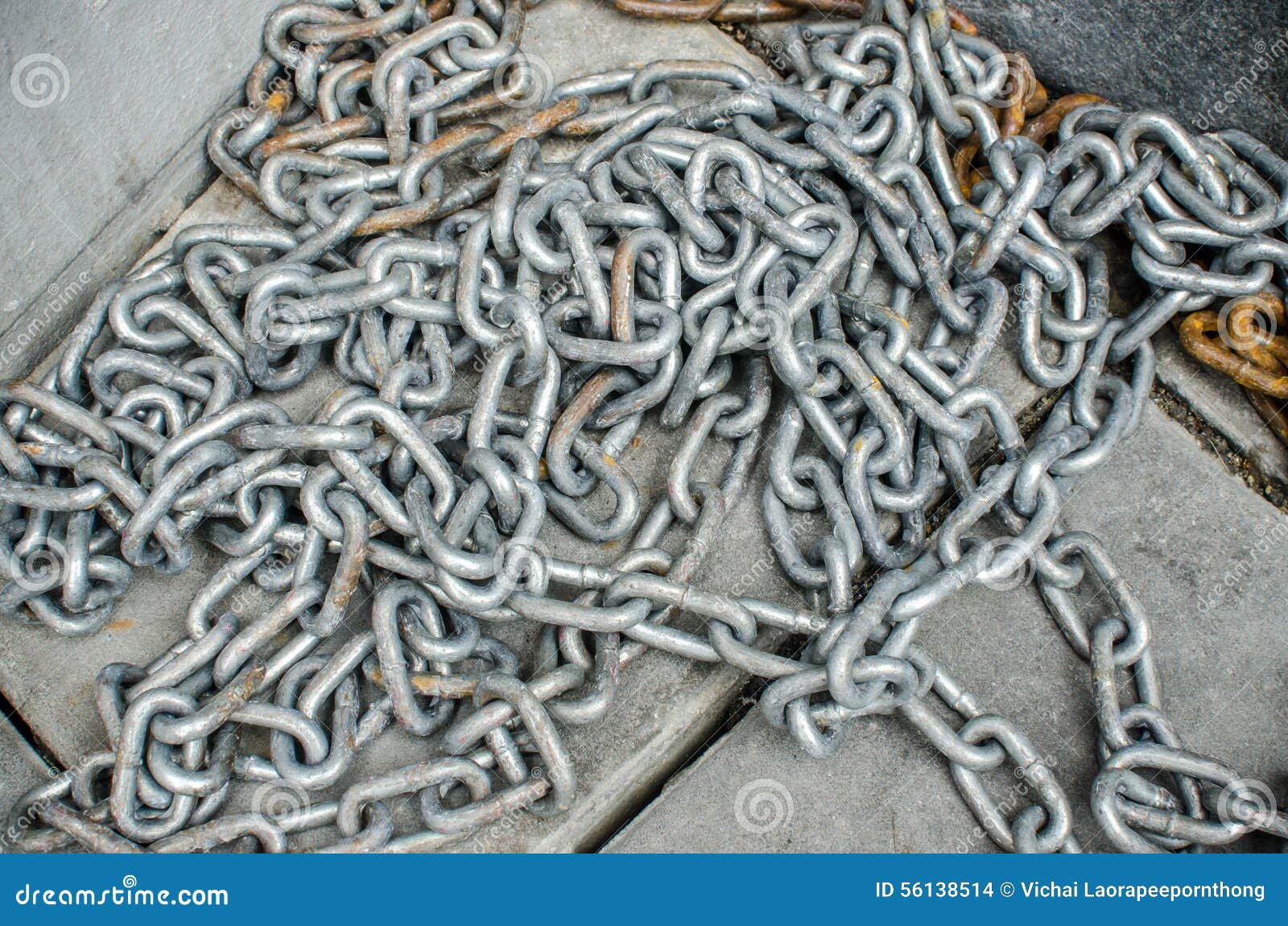 Old Chain on a Cement Floor Stock Photo - Image of join, prisoner: 56138514