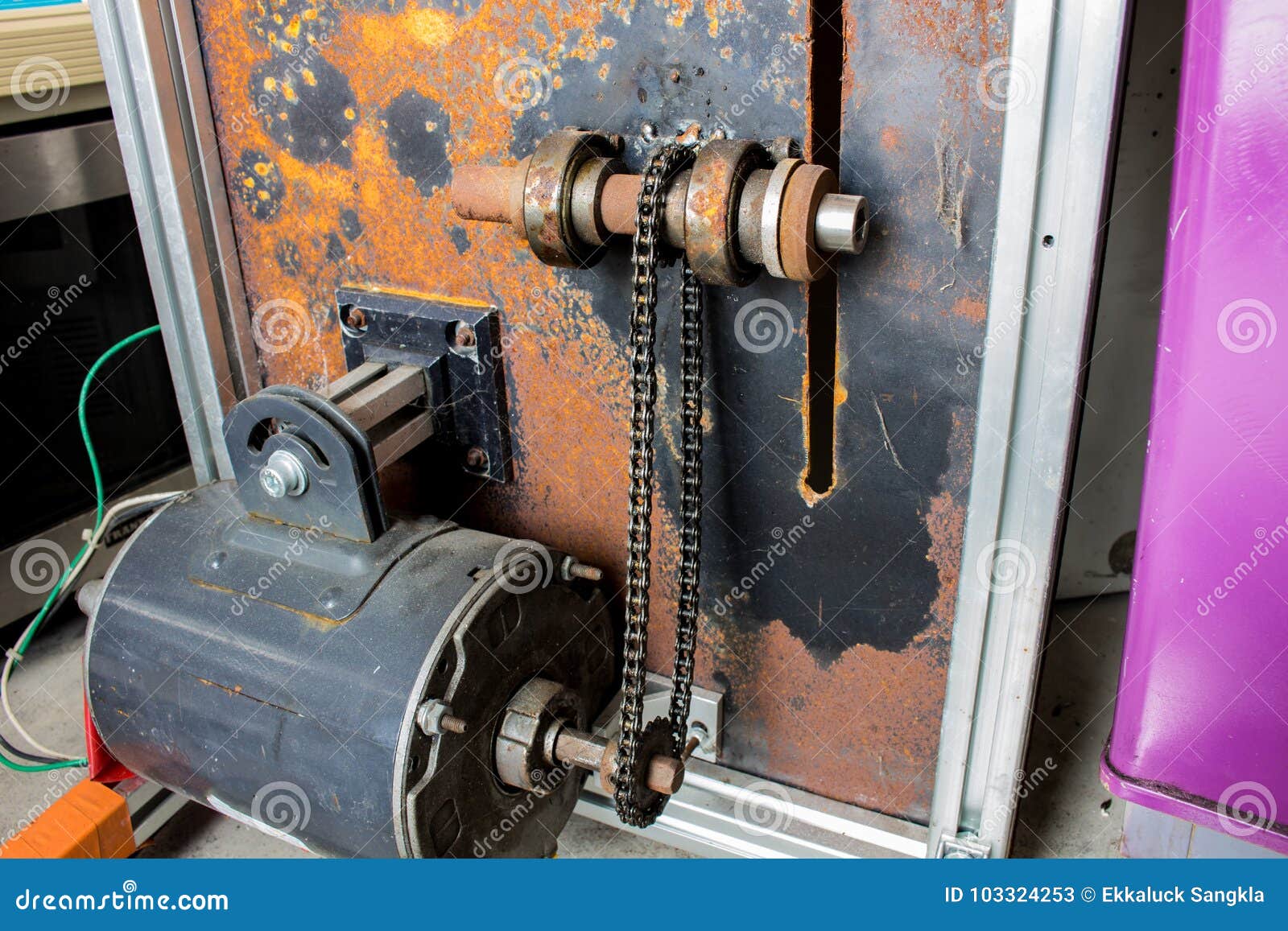 The Old Chain Drive Shaft and Rusty in General. Stock Image - Image of ...