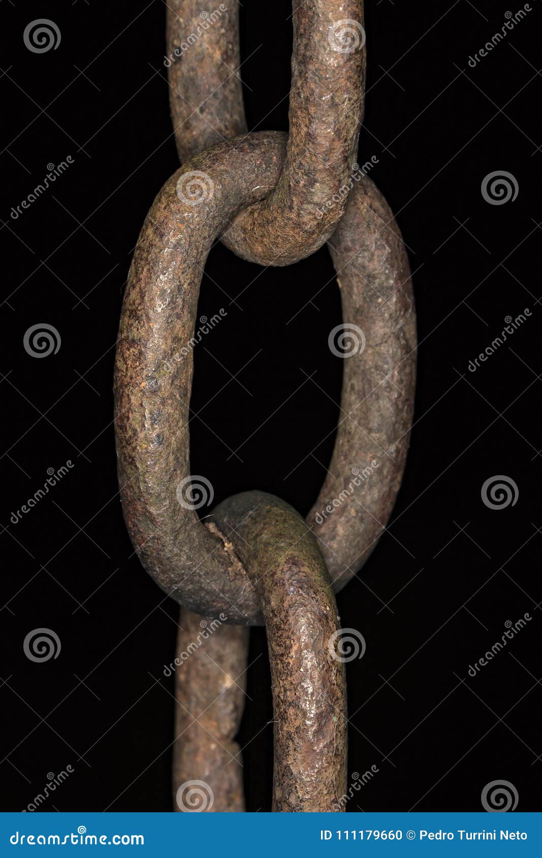 Old Chain Link in Detail with Black Background Stock Photo - Image of ...
