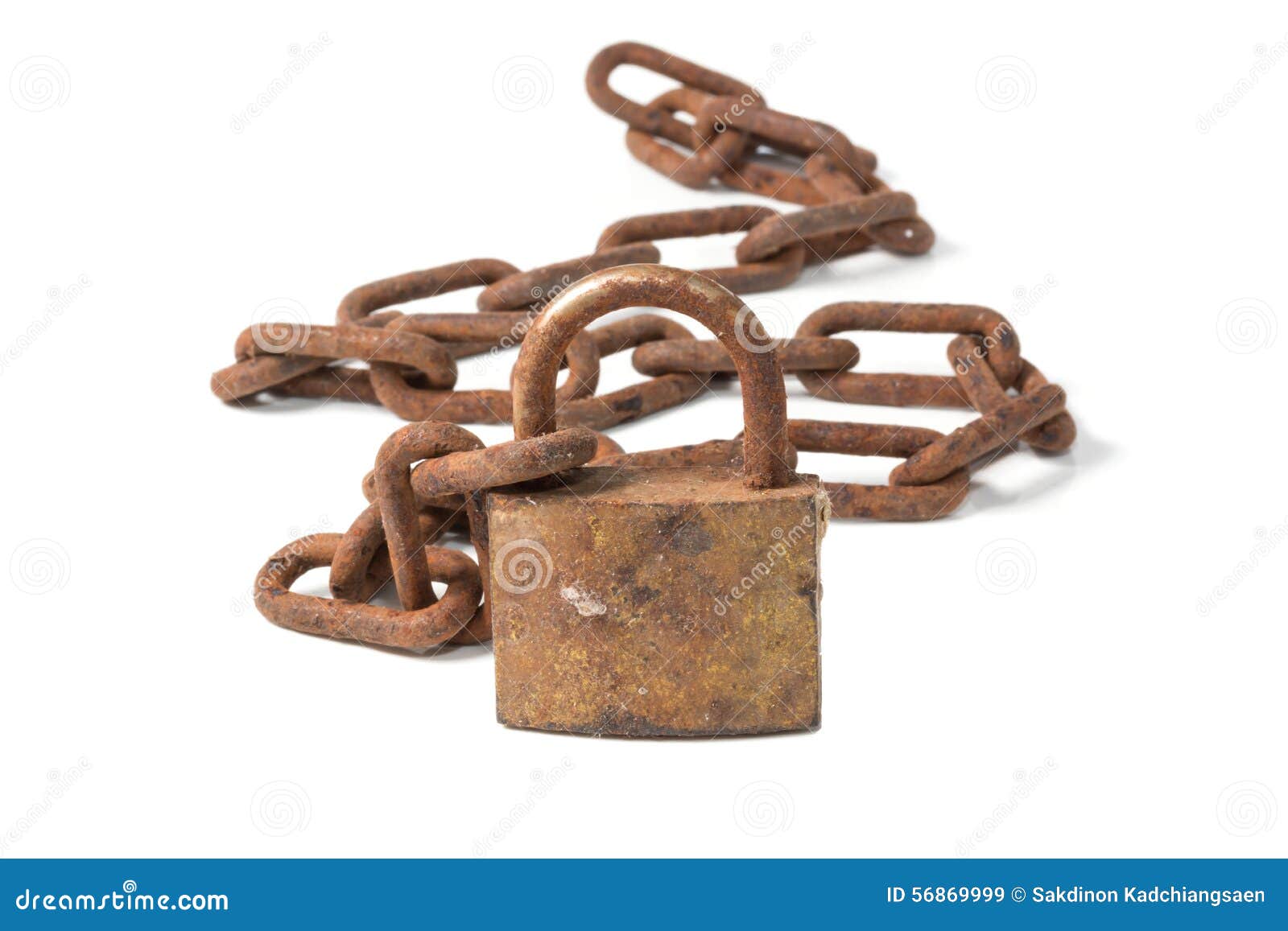 Old chain lock by the key stock image. Image of detail - 56869999