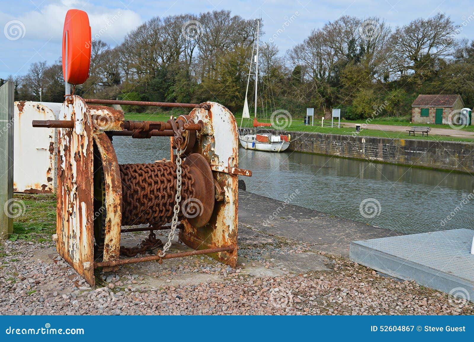 An Old Chain Winch in a Harbour Stock Image - Image of business, boats ...