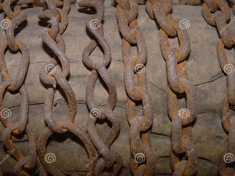 Old chains on the wood stock image. Image of nature, brown - 89777273