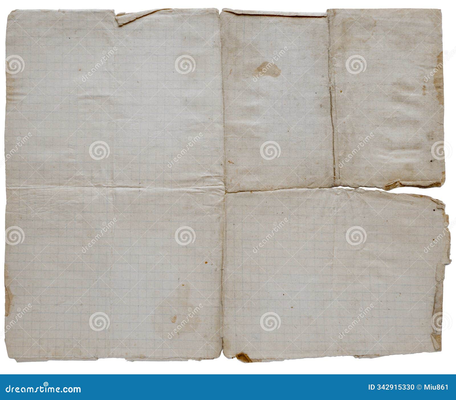 Old Checkered Paper Texture.Badly Demaged Yellowed Old Document. Stock ...