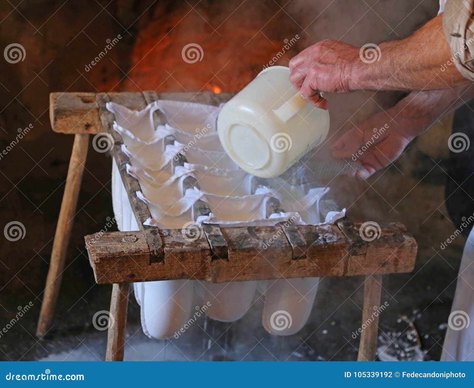Old Cheesemaker during the Preparation of the Cheese in the Chee Stock ...
