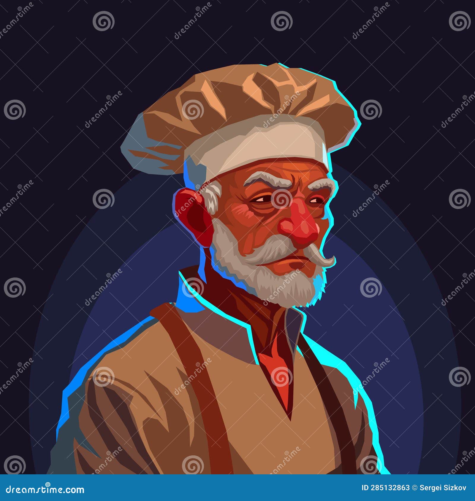 Old Chef with Beard and Moustache. Vector Stock Vector - Illustration ...