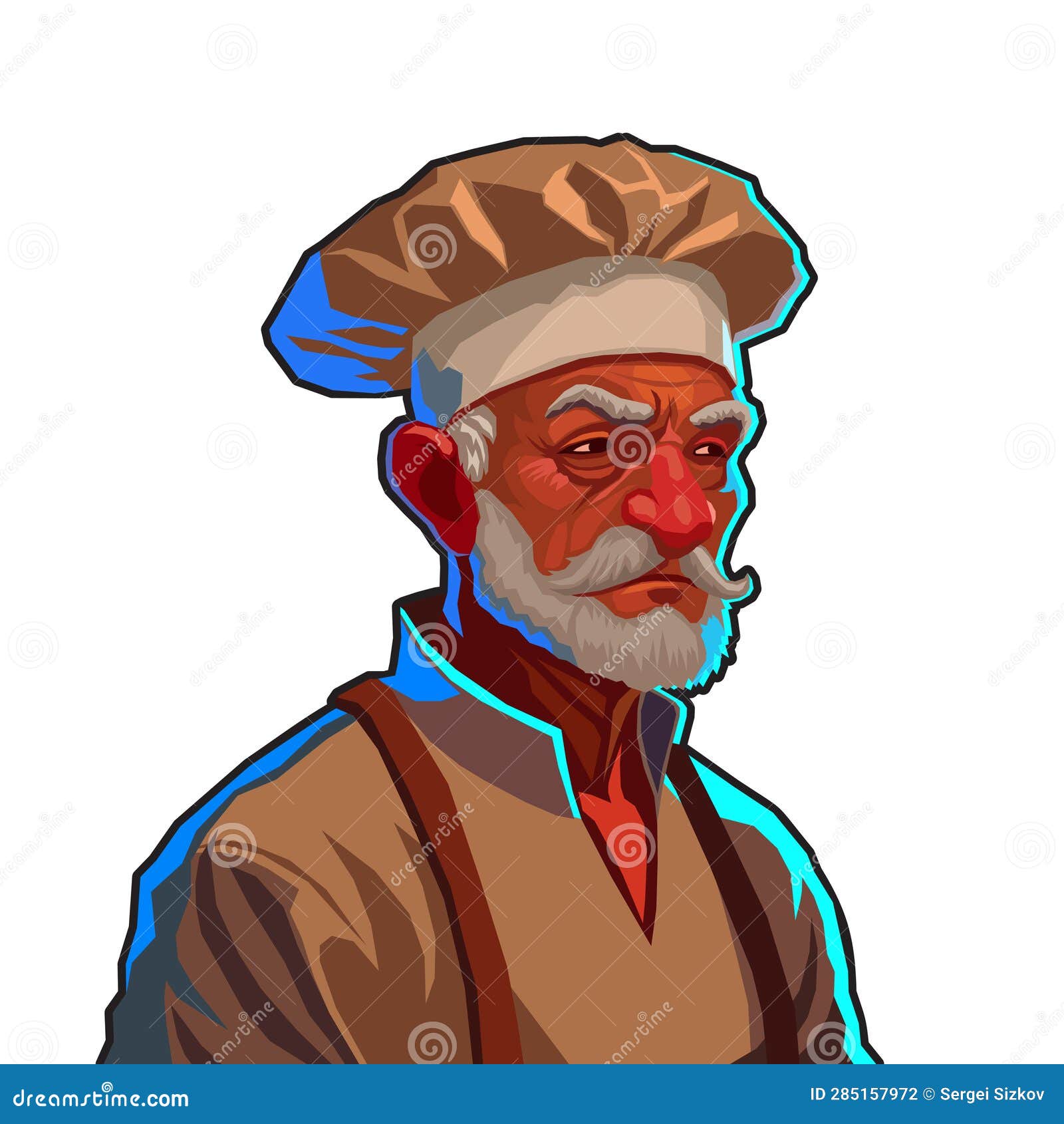 Old Chef with Beard and Moustache. Vector Stock Illustration ...