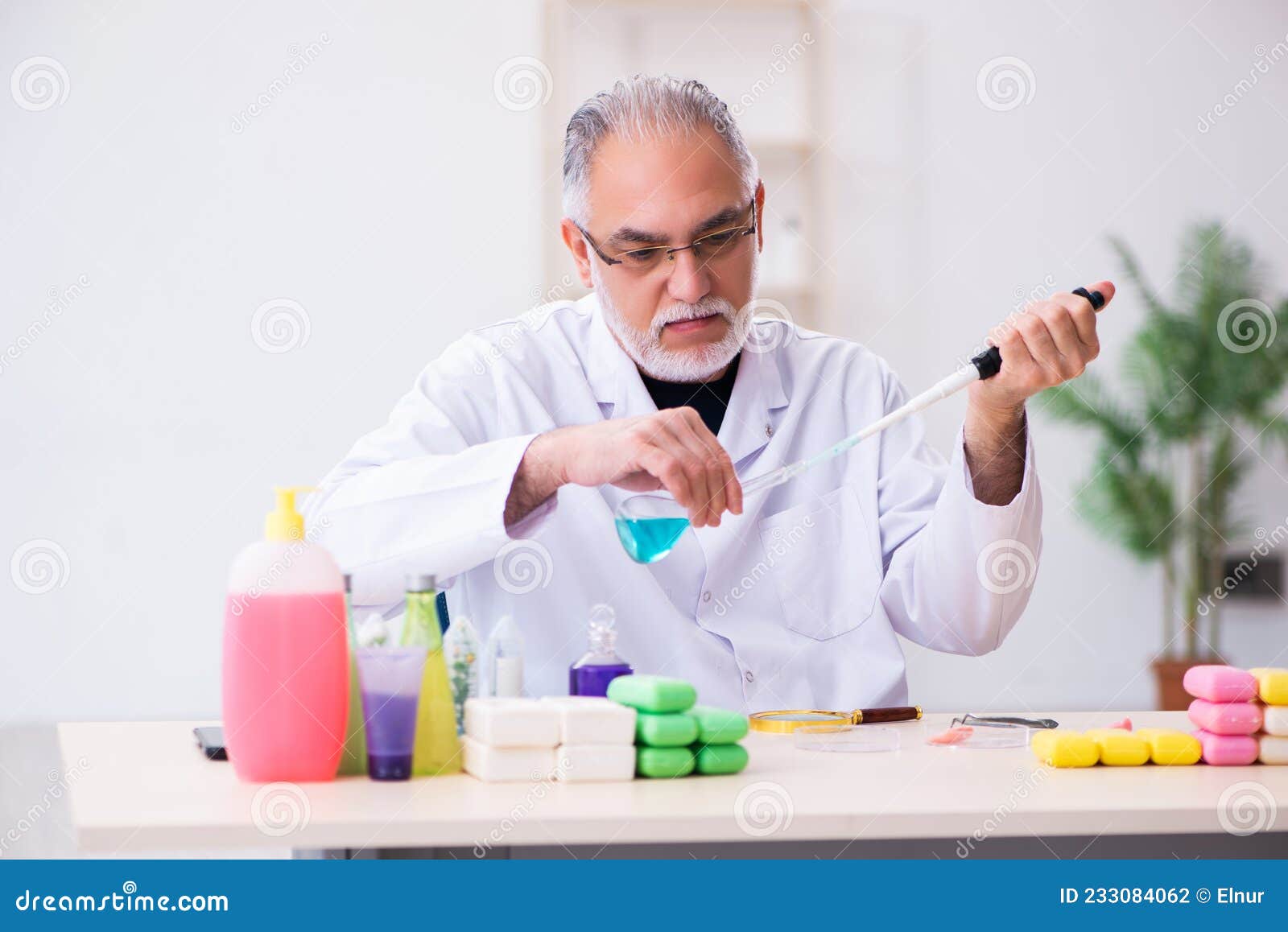 Old Male Chemist Testing Soap in the Lab Stock Photo - Image of hygiene ...