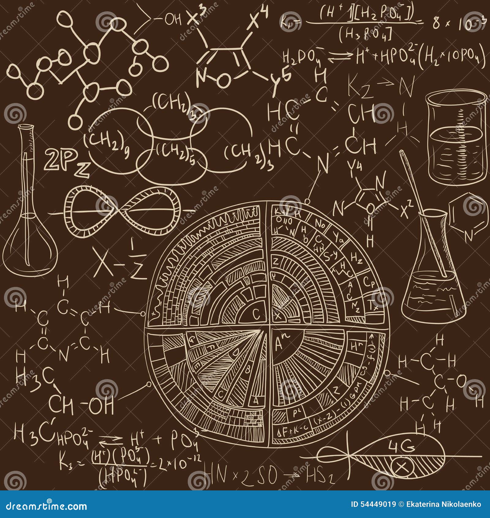 Old Chemistry Laboratory Pattern Set. Vintage Vector Background Stock ...