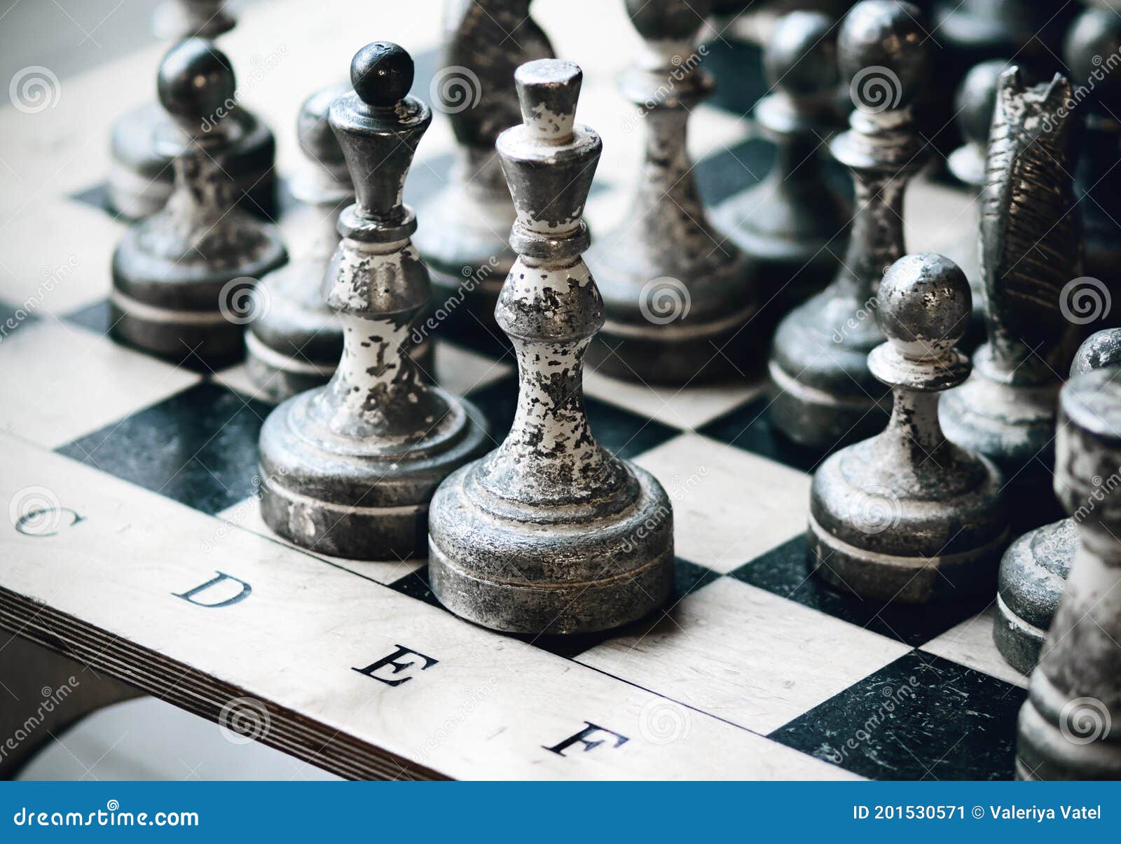 Old Chess Pieces Stand on the Chessboard Stock Image - Image of classic ...