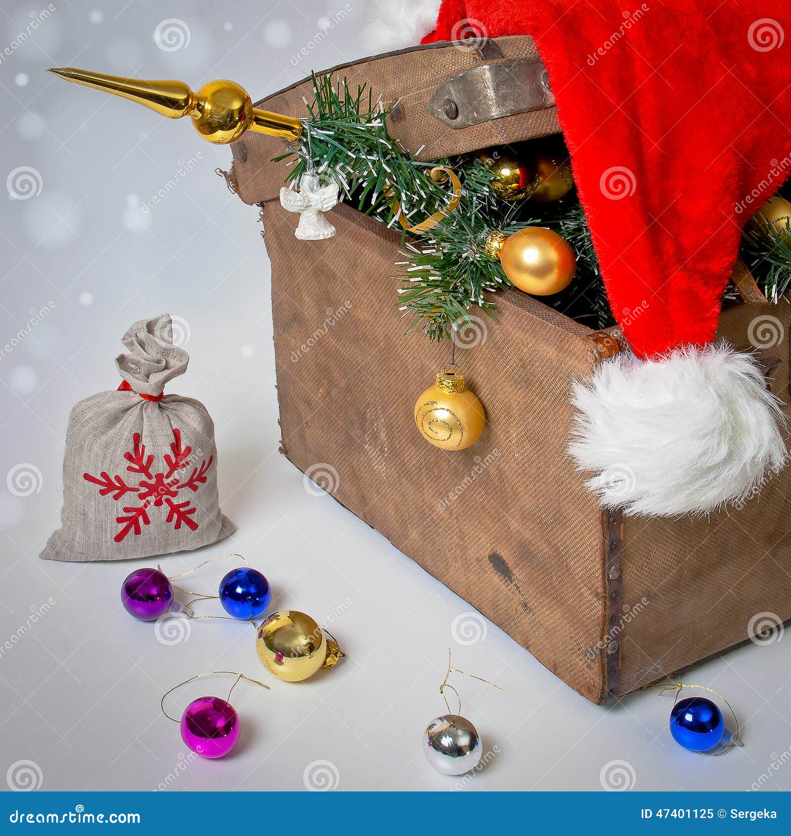Old Chest with Christmas Tree Stock Image - Image of yellow, year: 47401125