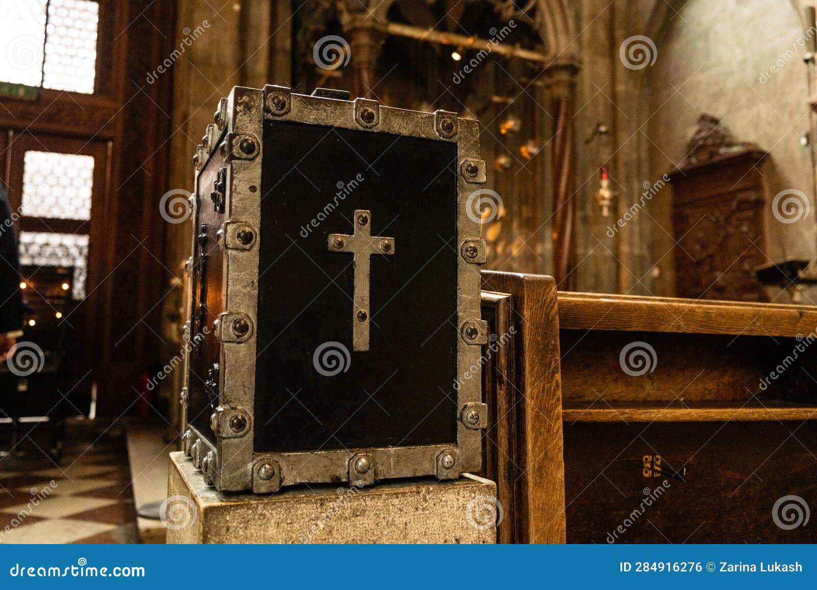 An Old Chest Container Box for Collecting Donations and Alms in a ...