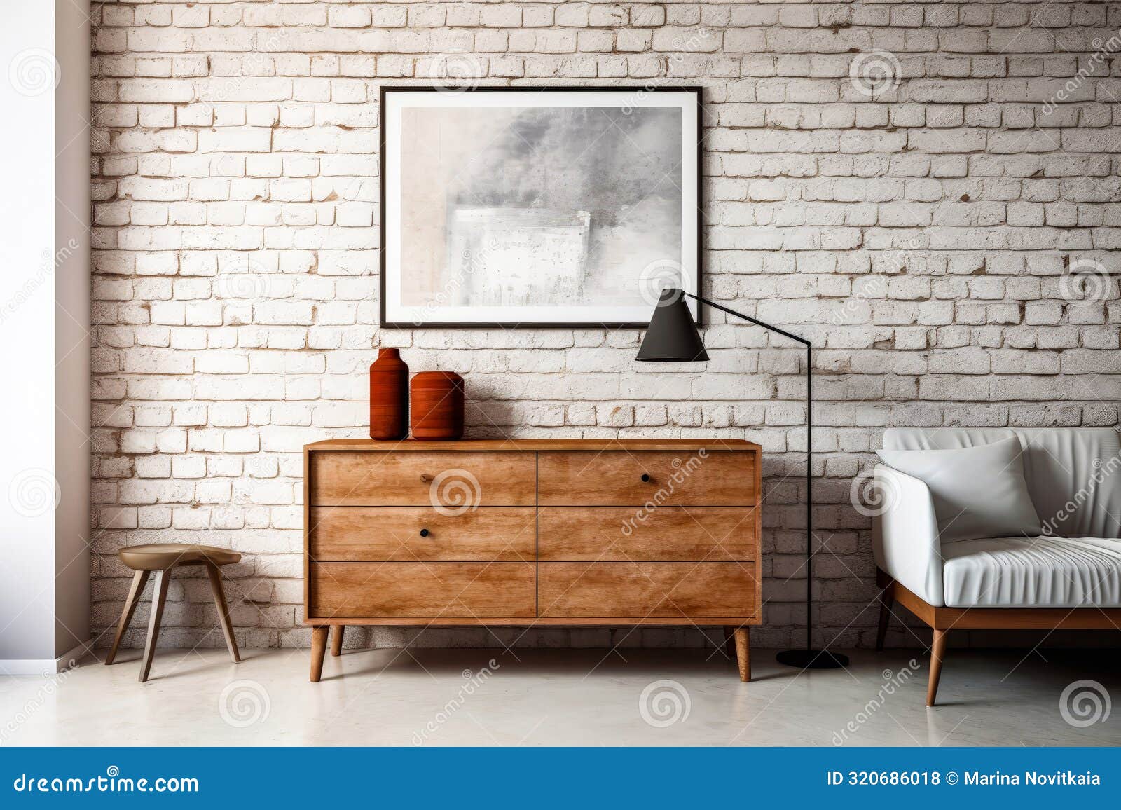Old Chest of Drawers and Abstract Painting Complement Cozy Interior ...