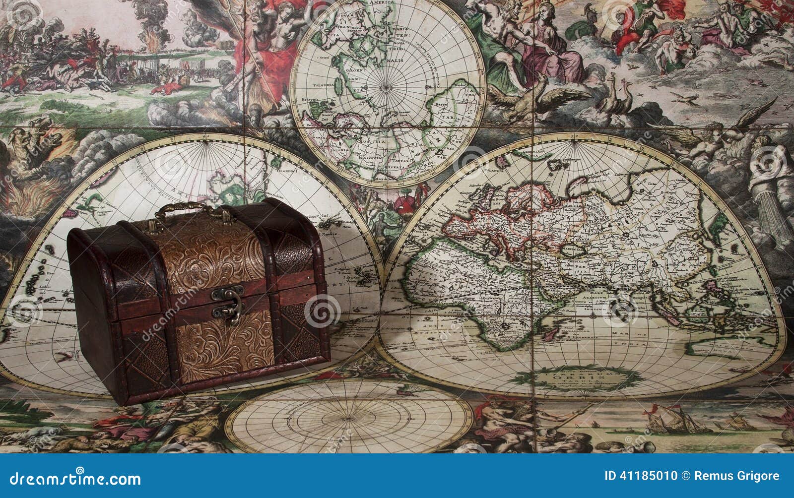Old Chest and Map - RAW Format Stock Photo - Image of paintings ...