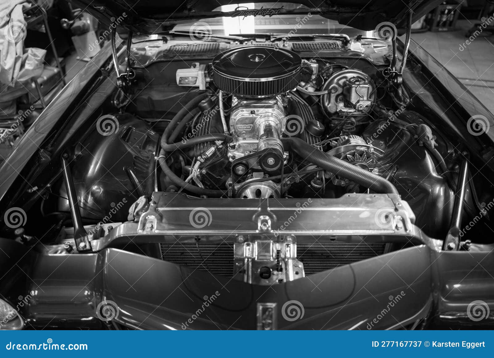 An Old Cheverolet with Open Engine Hood Stands in a Workshop Editorial ...