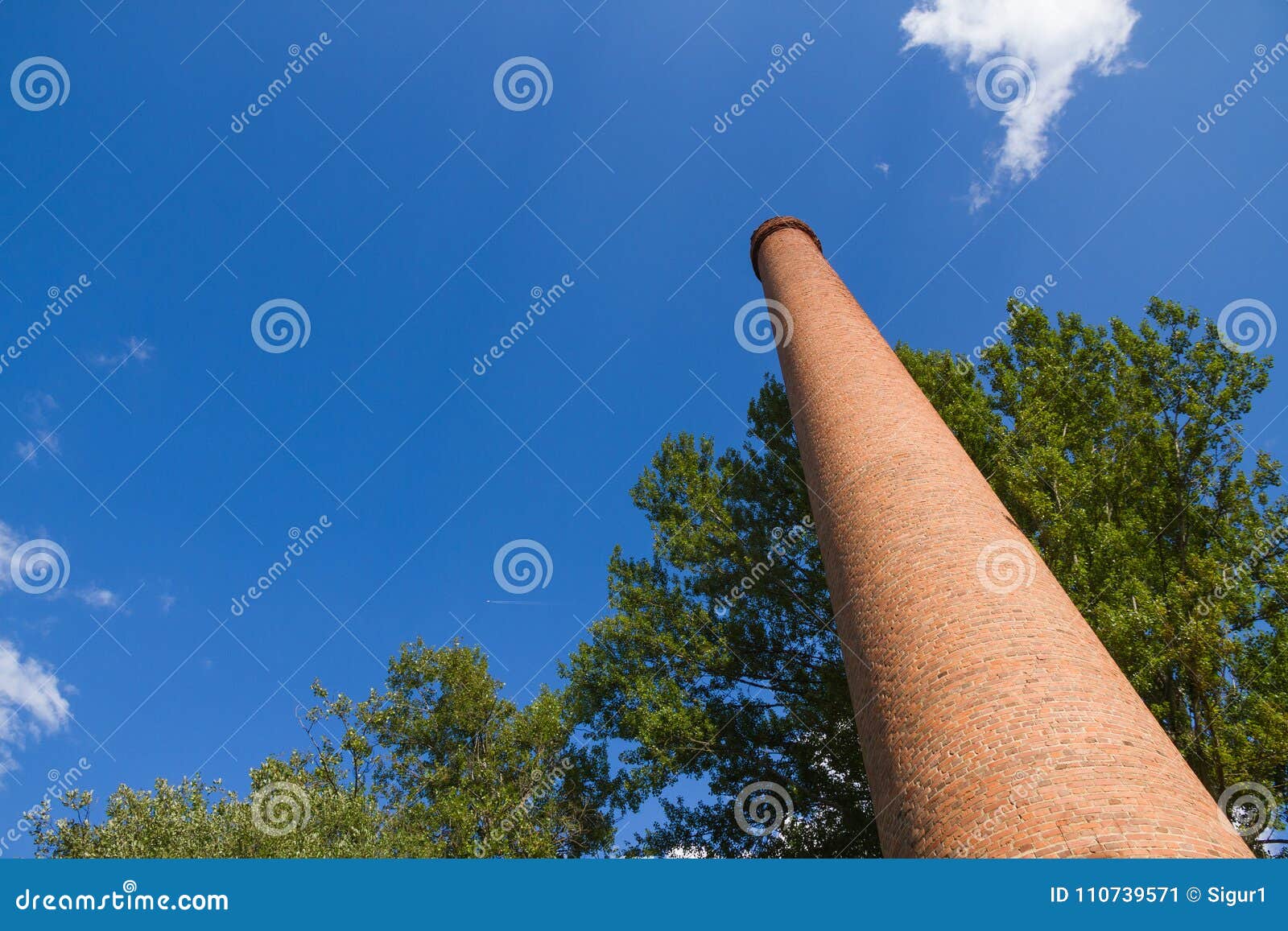 Ancient Industrial Chimney among Trees Stock Image - Image of century ...