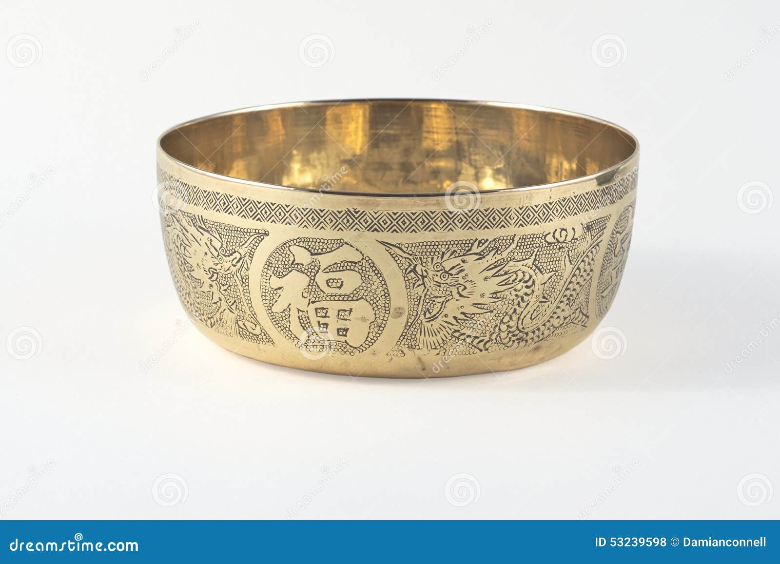 Old chinese brass bowl stock photo. Image of brass, engraved - 53239598