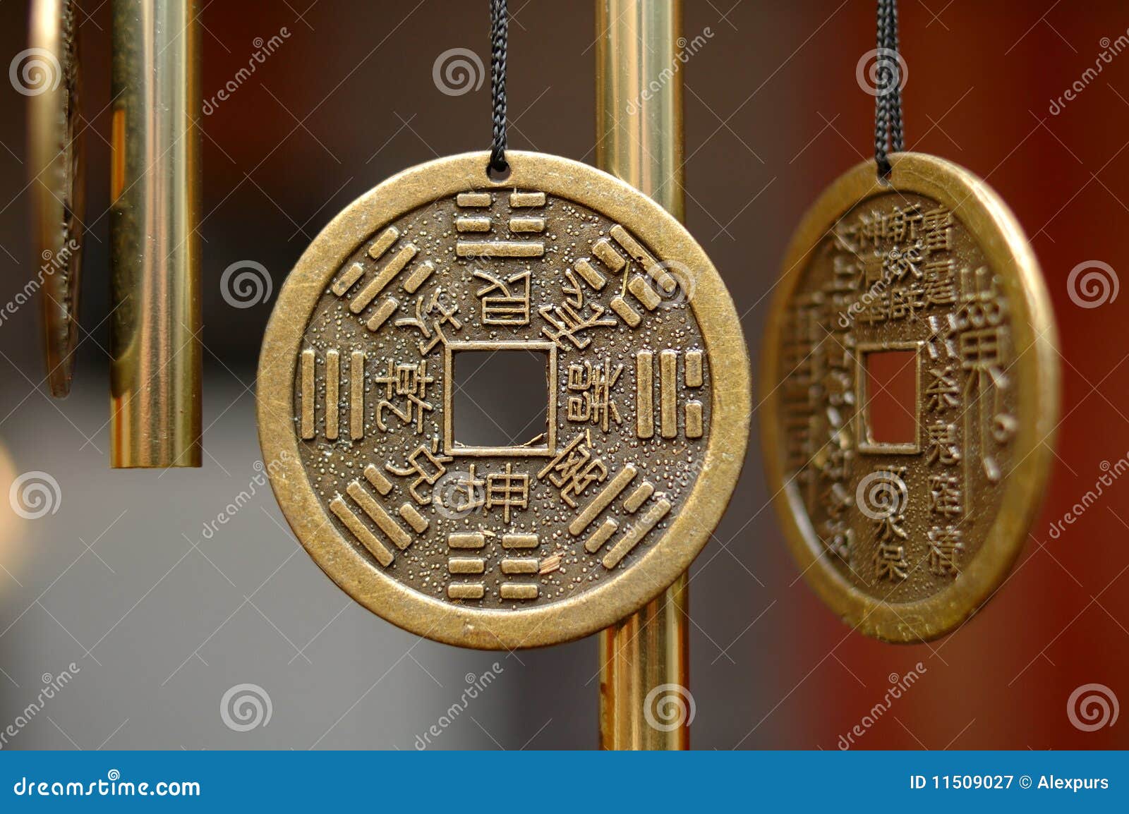 Old Chinese Bronze Bell with Hieroglyphs. Stock Image - Image of square ...