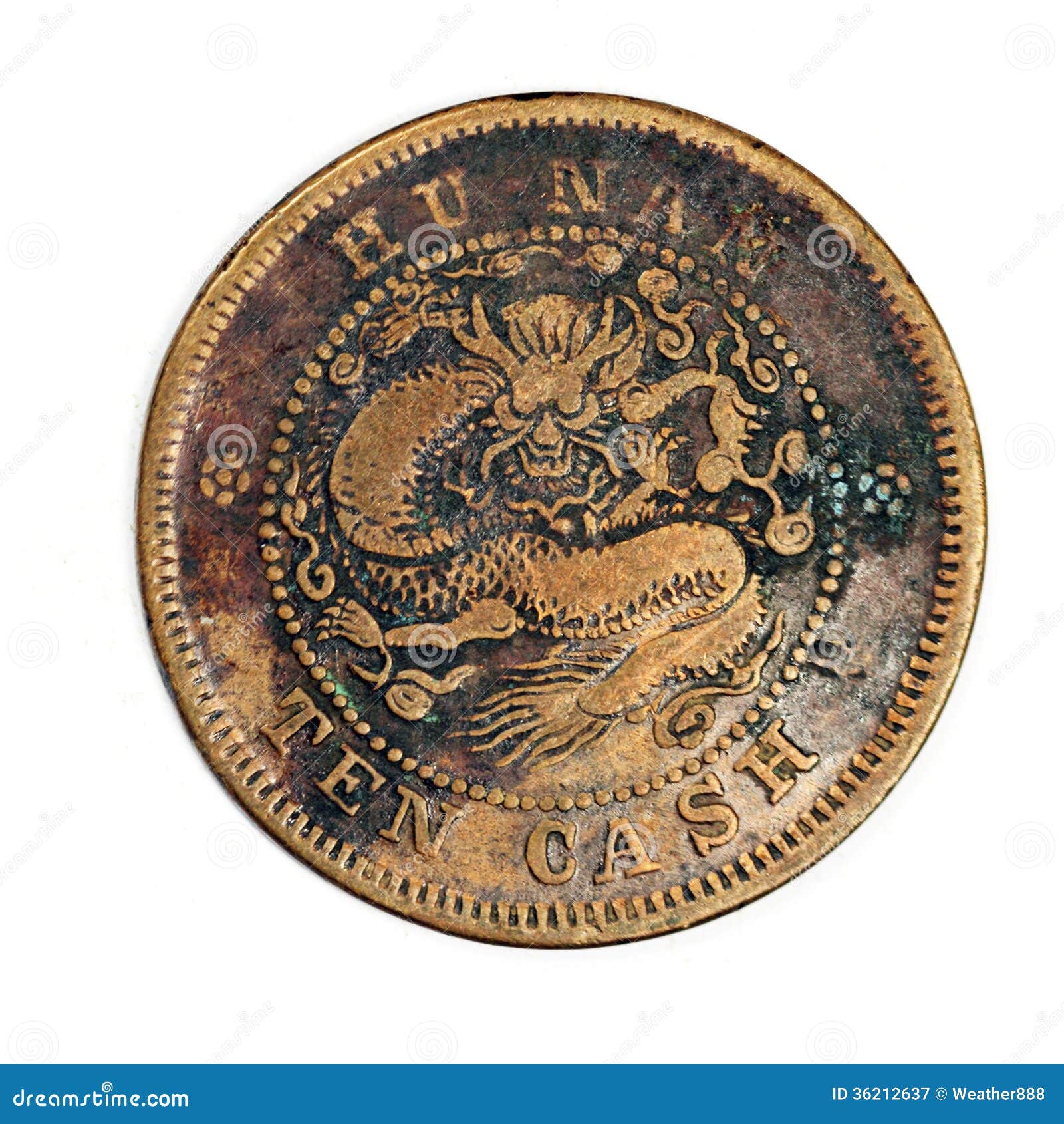 Old chinese coin stock image. Image of ancient, qing - 36212637