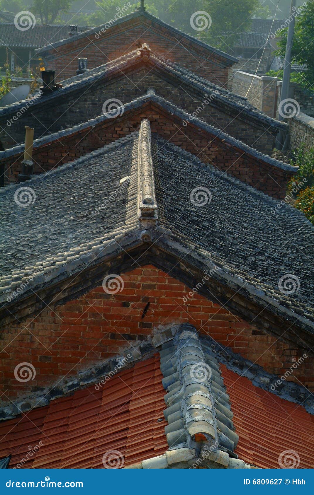 Old Chinese rooftops stock image. Image of tiling, chinese - 6809627