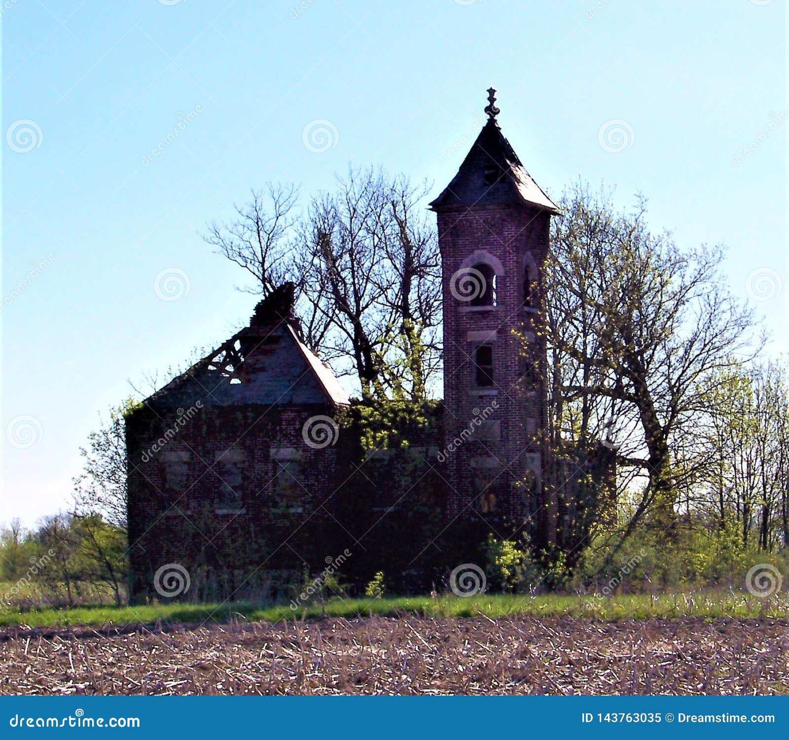 Old chruch in spring time stock image. Image of time - 143763035