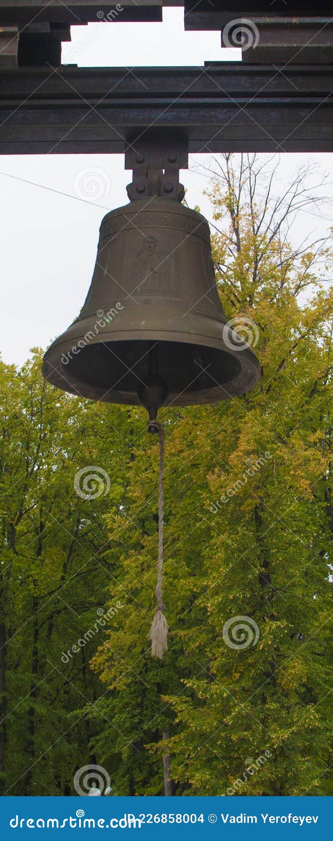 Old Church Bell and Mounting Construction Stock Photo - Image of europe ...