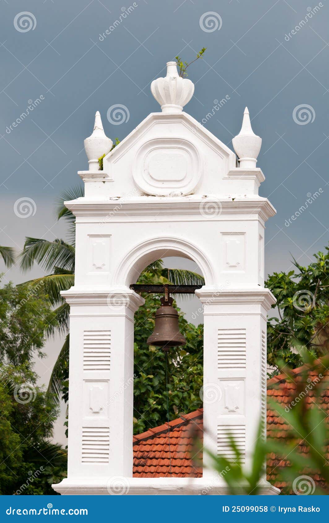 Old Church Bell in White Arch Stock Photo - Image of sound, antique ...