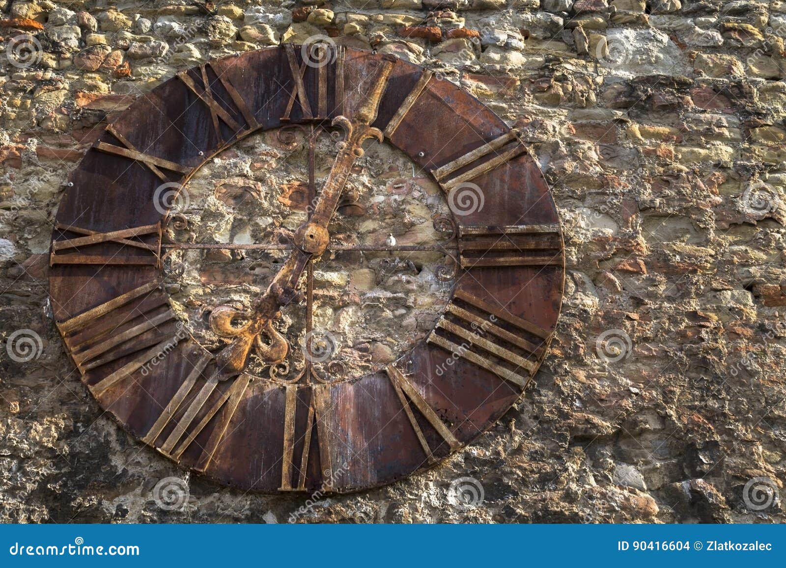 Old church clock on a wall stock photo. Image of pattern - 90416604
