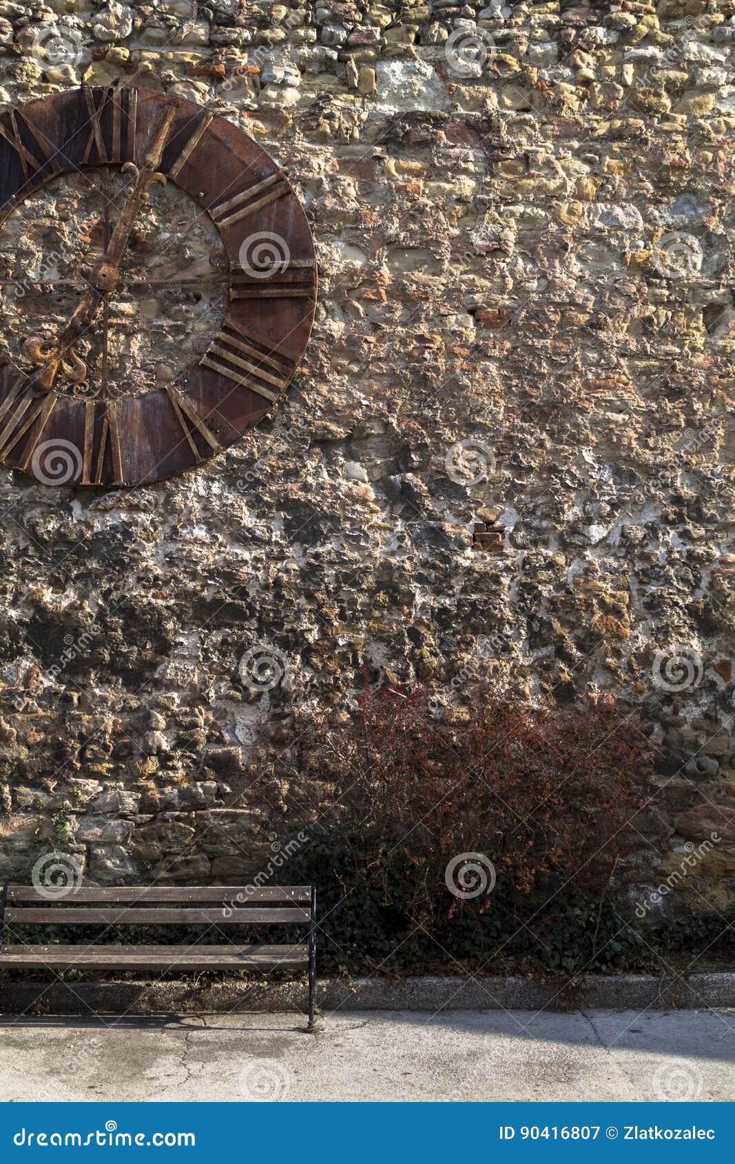 Old church clock on a wall stock image. Image of ancient - 90416807