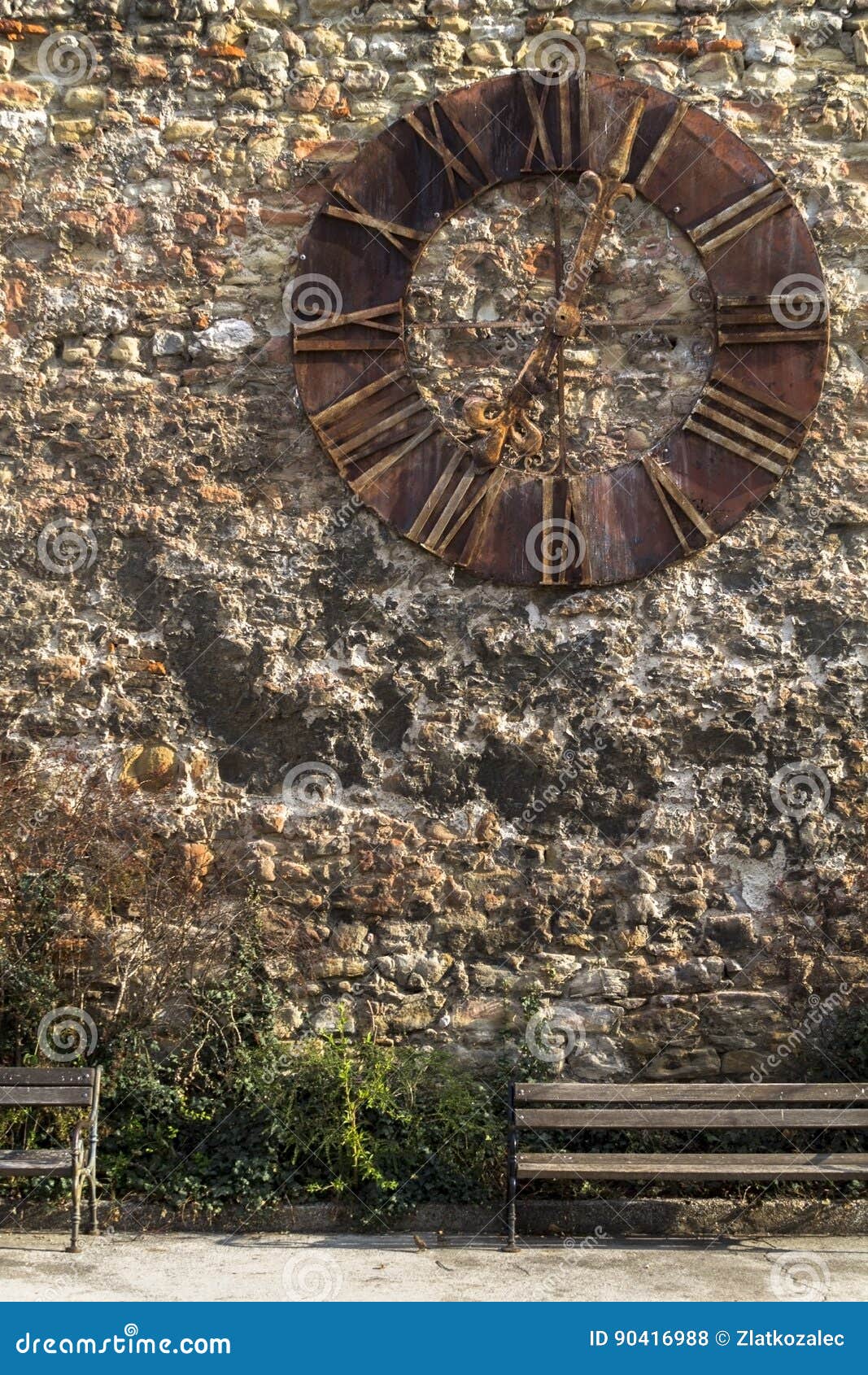 Old church clock on a wall stock photo. Image of detail - 90416988