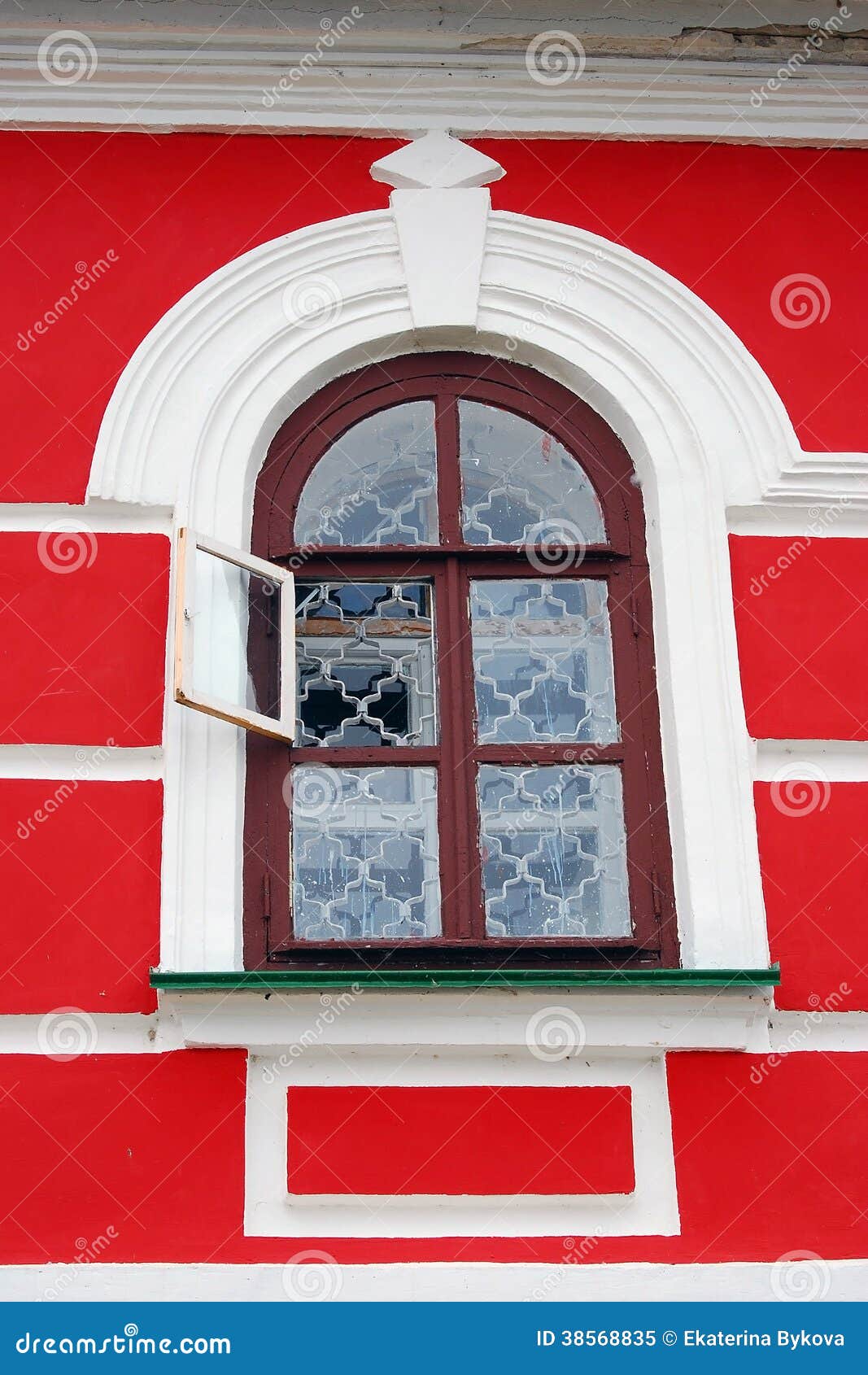 Old Church Facade, an Open Window. Stock Image - Image of background ...