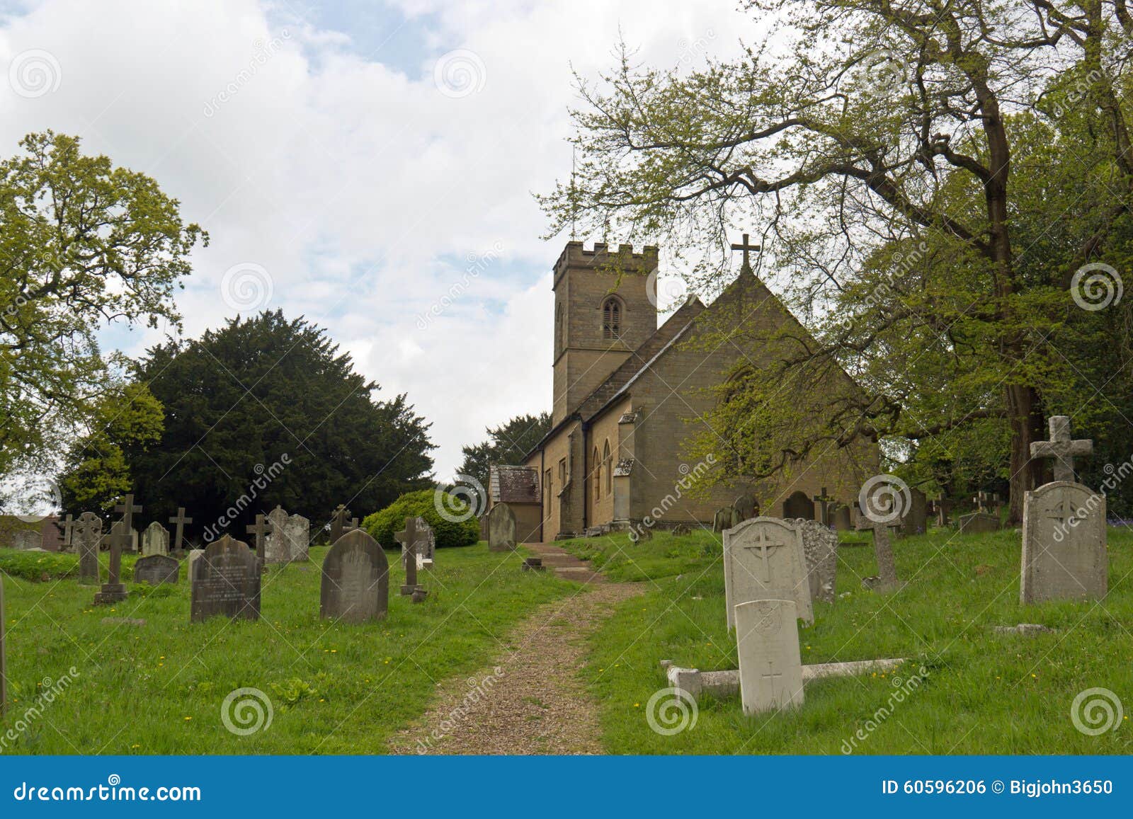 Old Church and Graveyard in England, UK Stock Photo - Image of grave ...