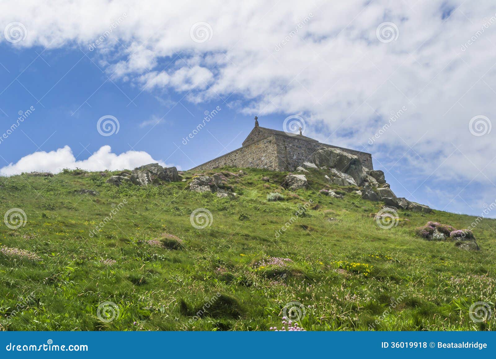 Old Church on the Hill on Cornwall, UK Stock Photo - Image of ocean ...