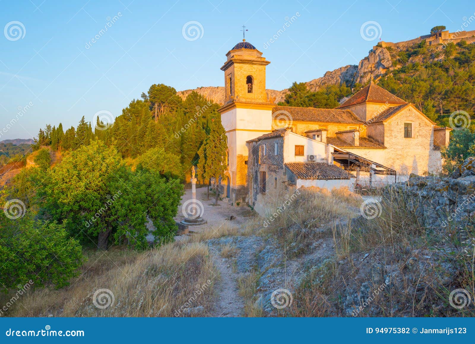 Old Church on a Hill in the Light of Sunset Stock Photo - Image of ...