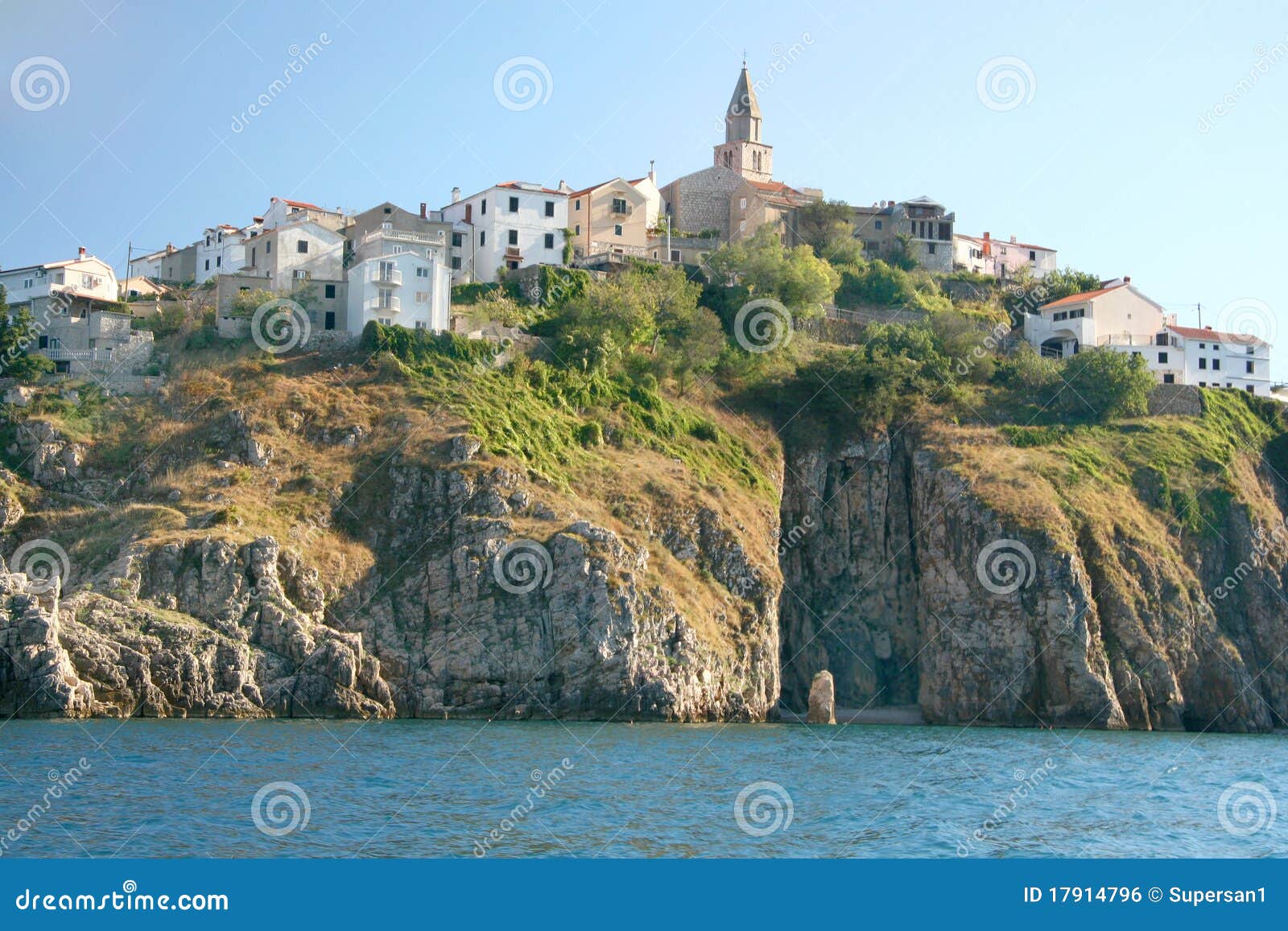 An Old Church on an Island in Croatia Stock Photo - Image of steeple ...