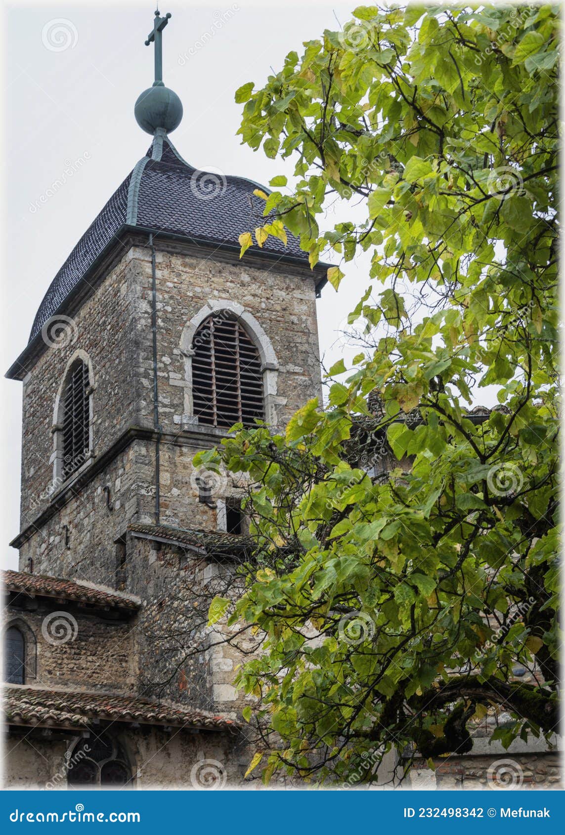 An Old Church in the Medieval Village of Perouges, France Stock Photo ...