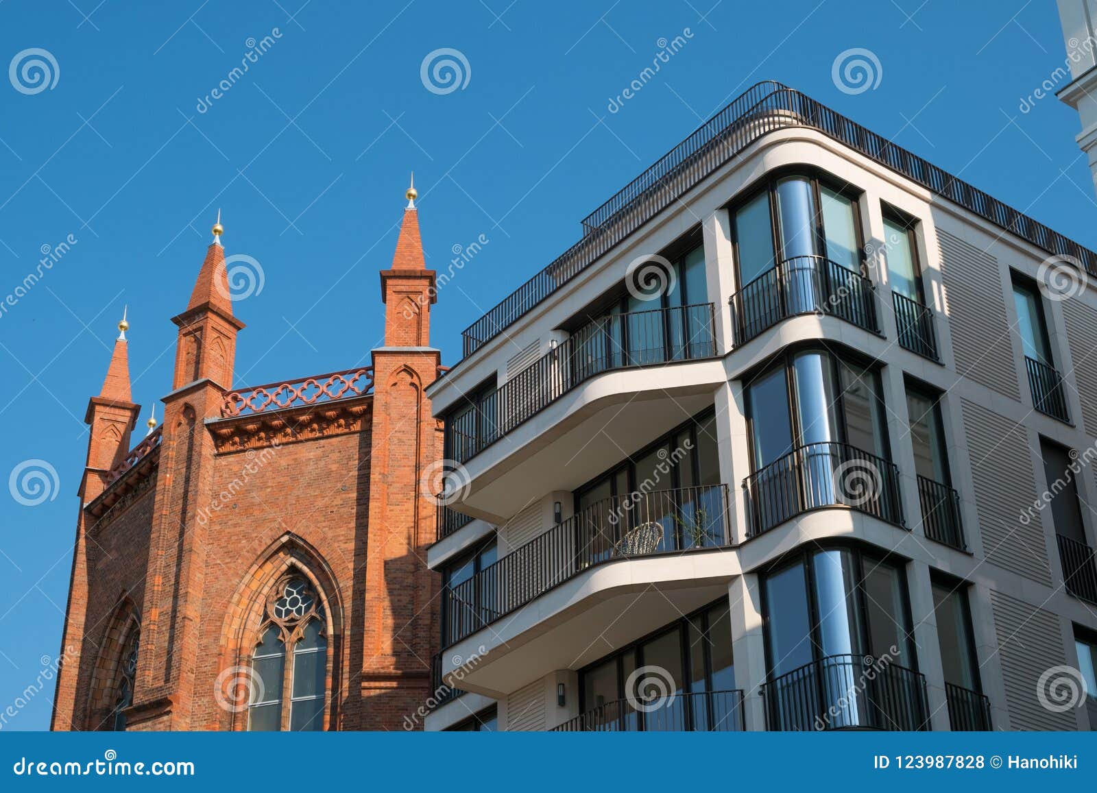 Old Church and Modern Building Facade, Berlin Mitte Stock Photo - Image ...