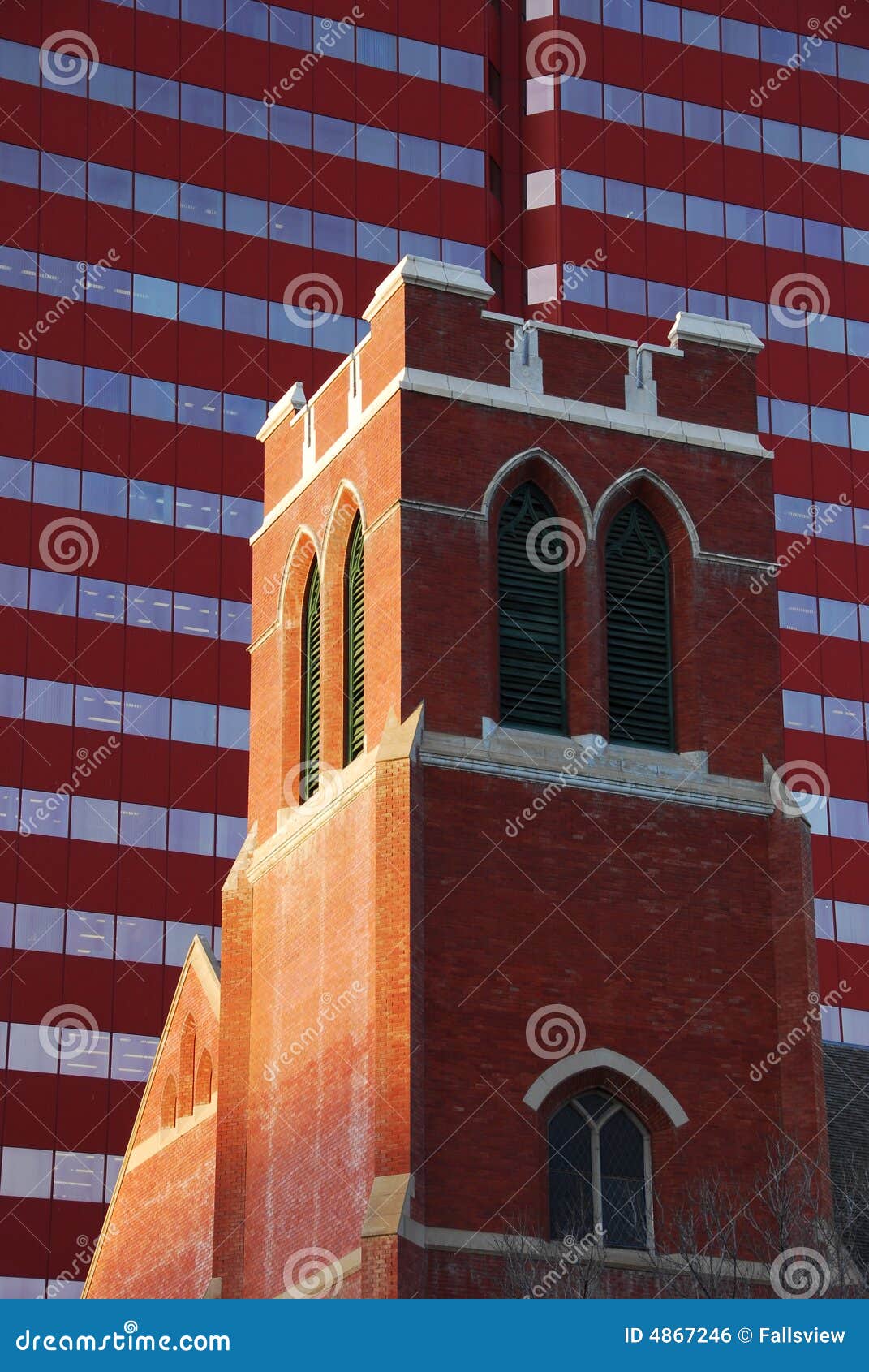 Old Church and New Building Stock Photo - Image of historic, office ...