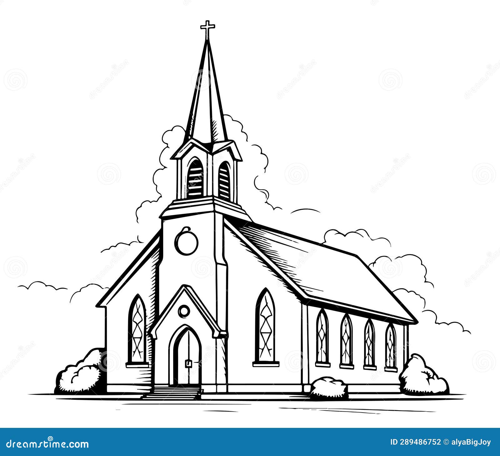 Old Church Sketch Hand Drawn Sketch Vector Illustration Stock Vector ...