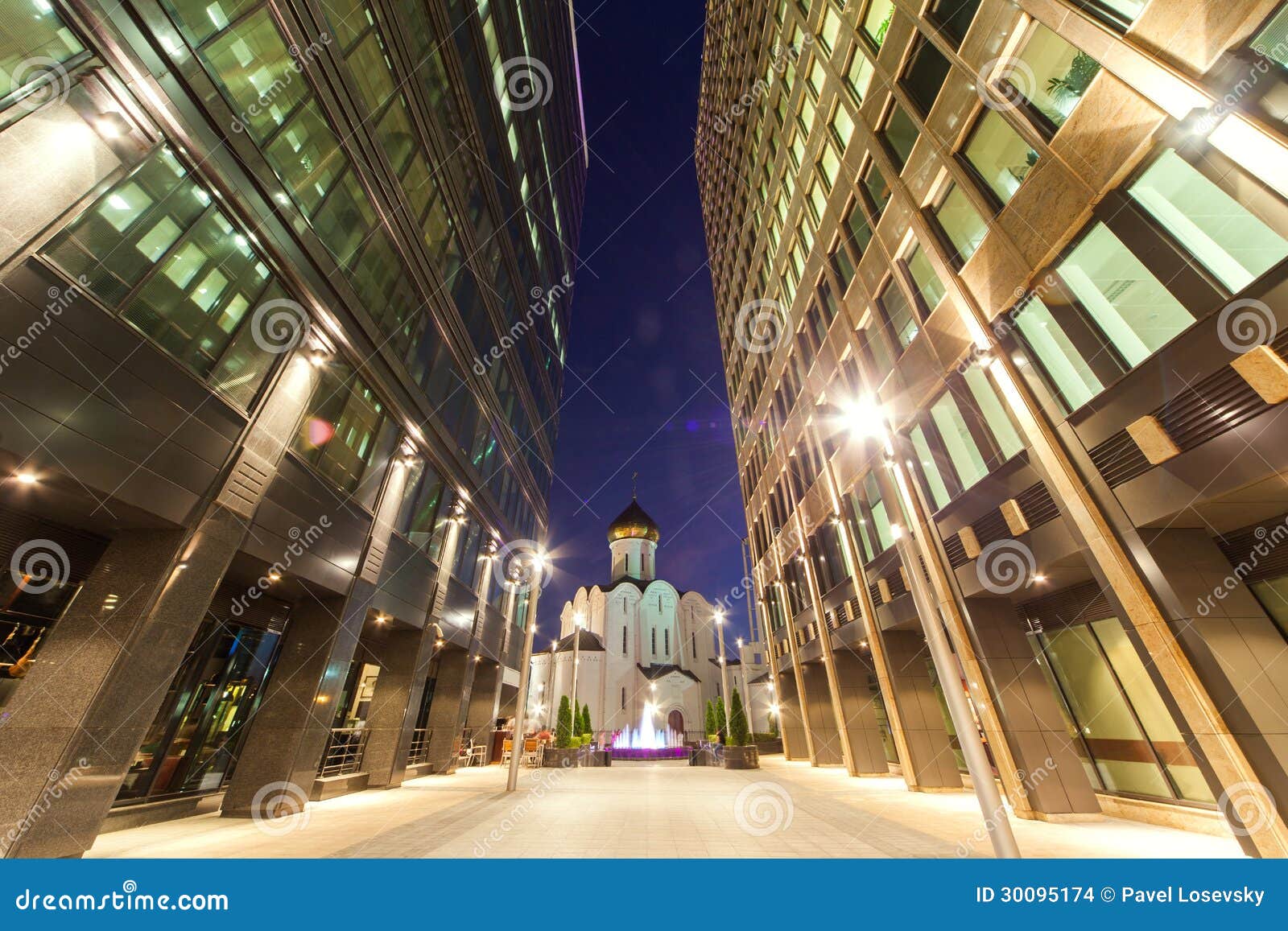 Old Church between Two Office Buildings Stock Photo - Image of ...