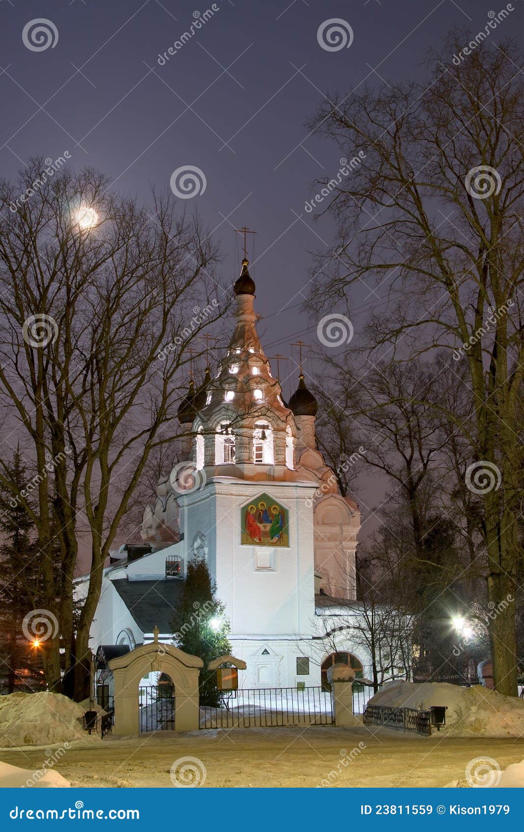 Old Church in Winter S Night. Stock Image - Image of christmas, country ...