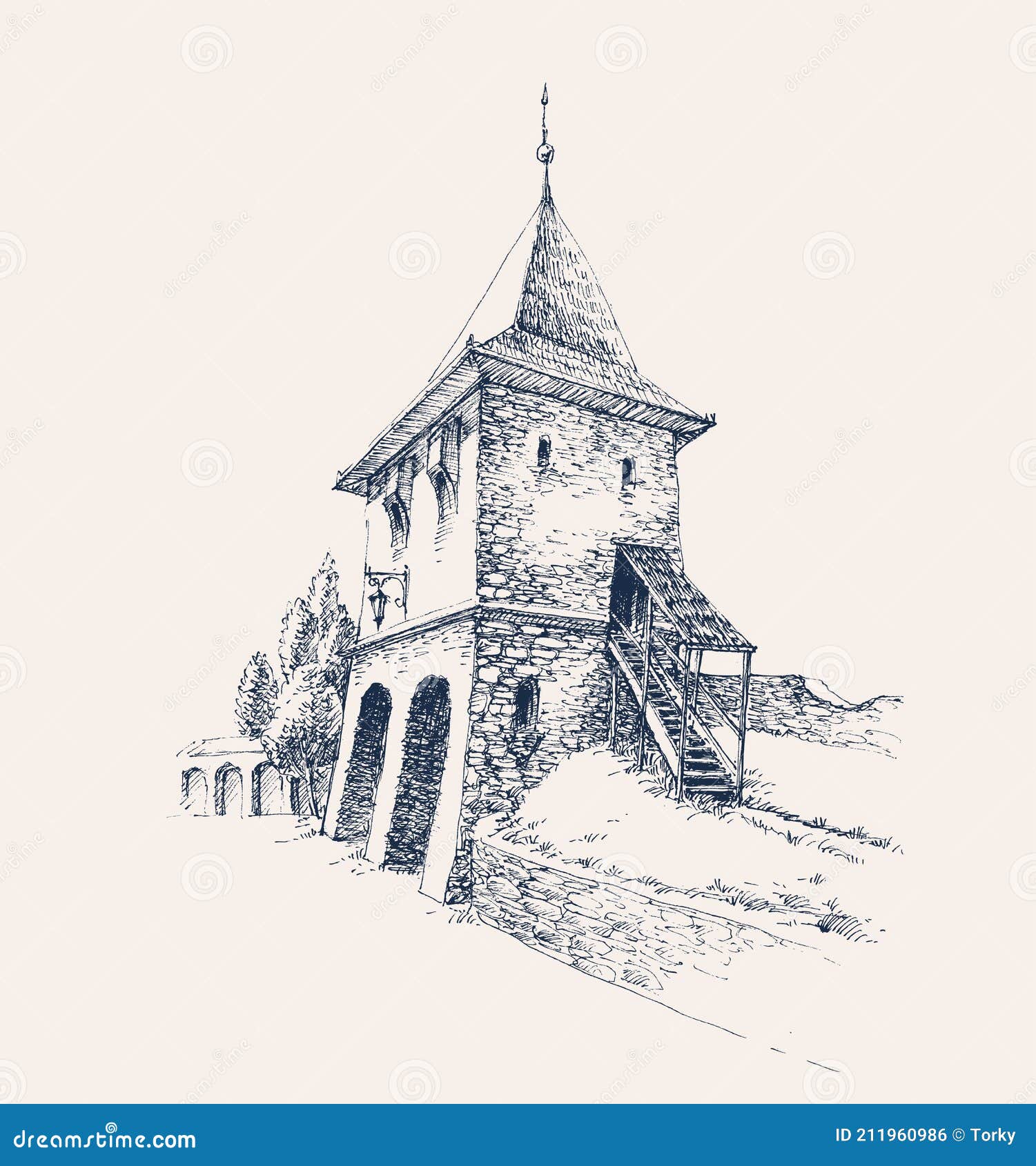 Old City Citadel Stone Gate Stock Vector - Illustration of castle ...