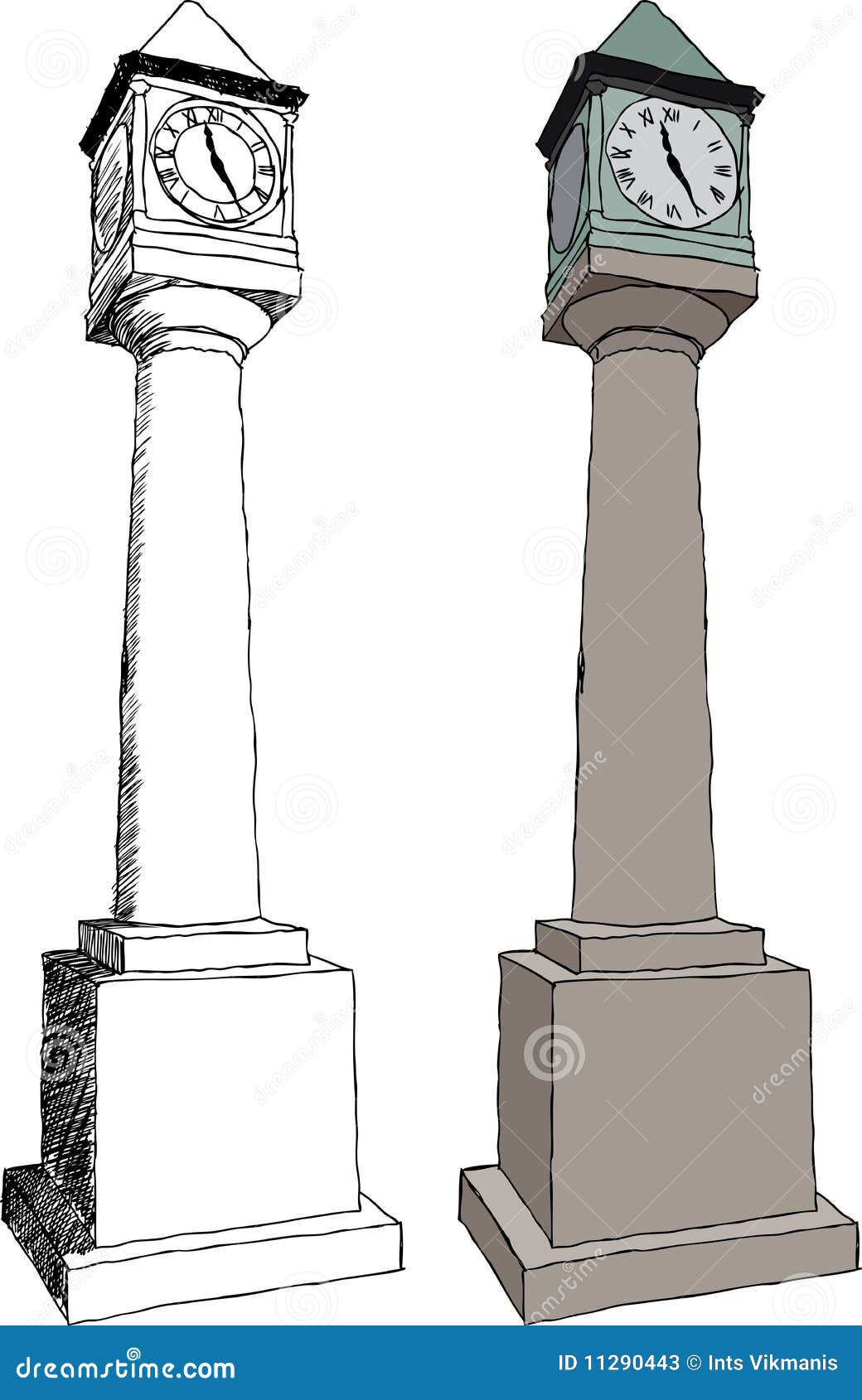 Old city clock stock vector. Illustration of town, background - 11290443