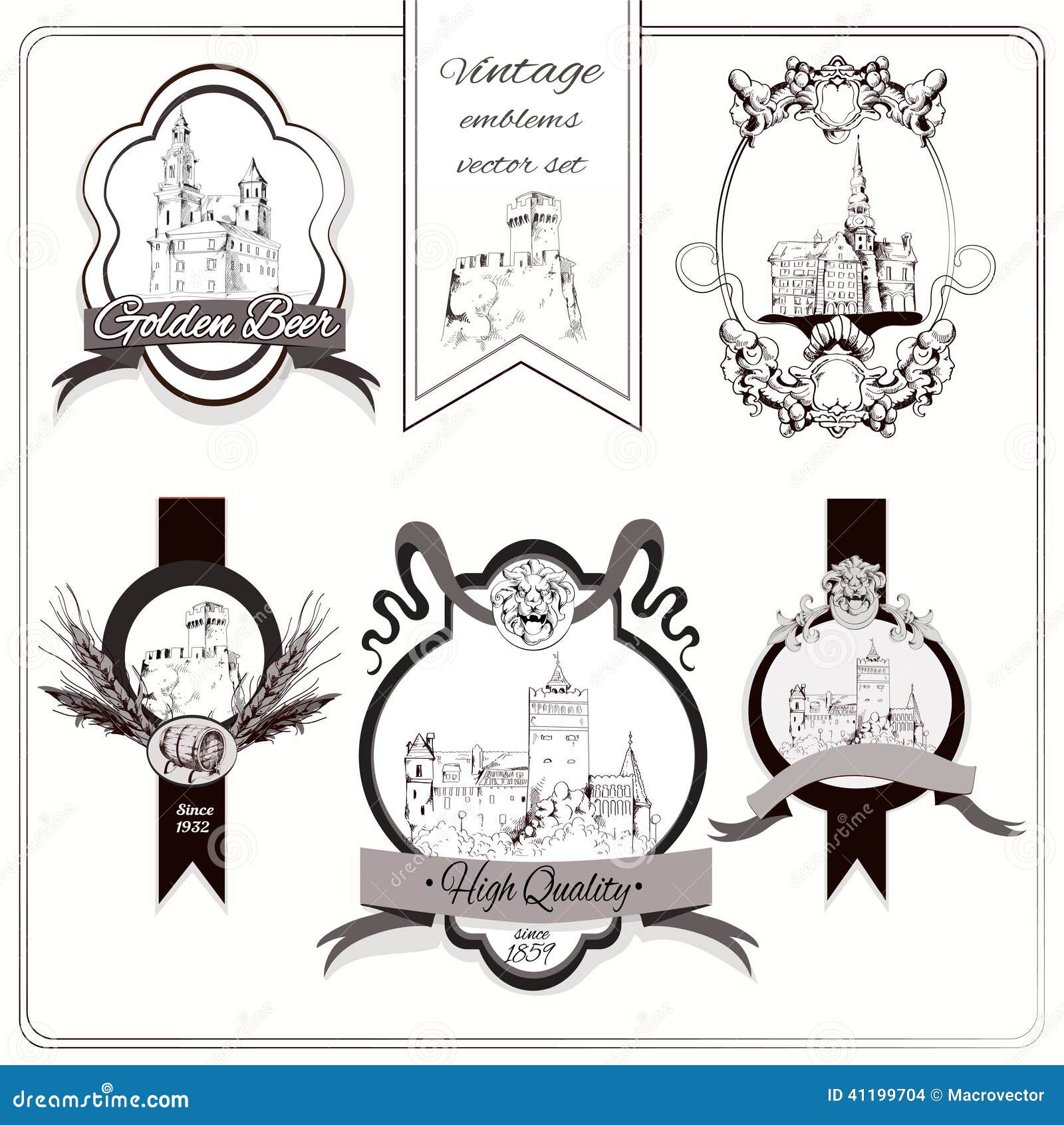 Old city emblems stock vector. Illustration of quality - 41199704