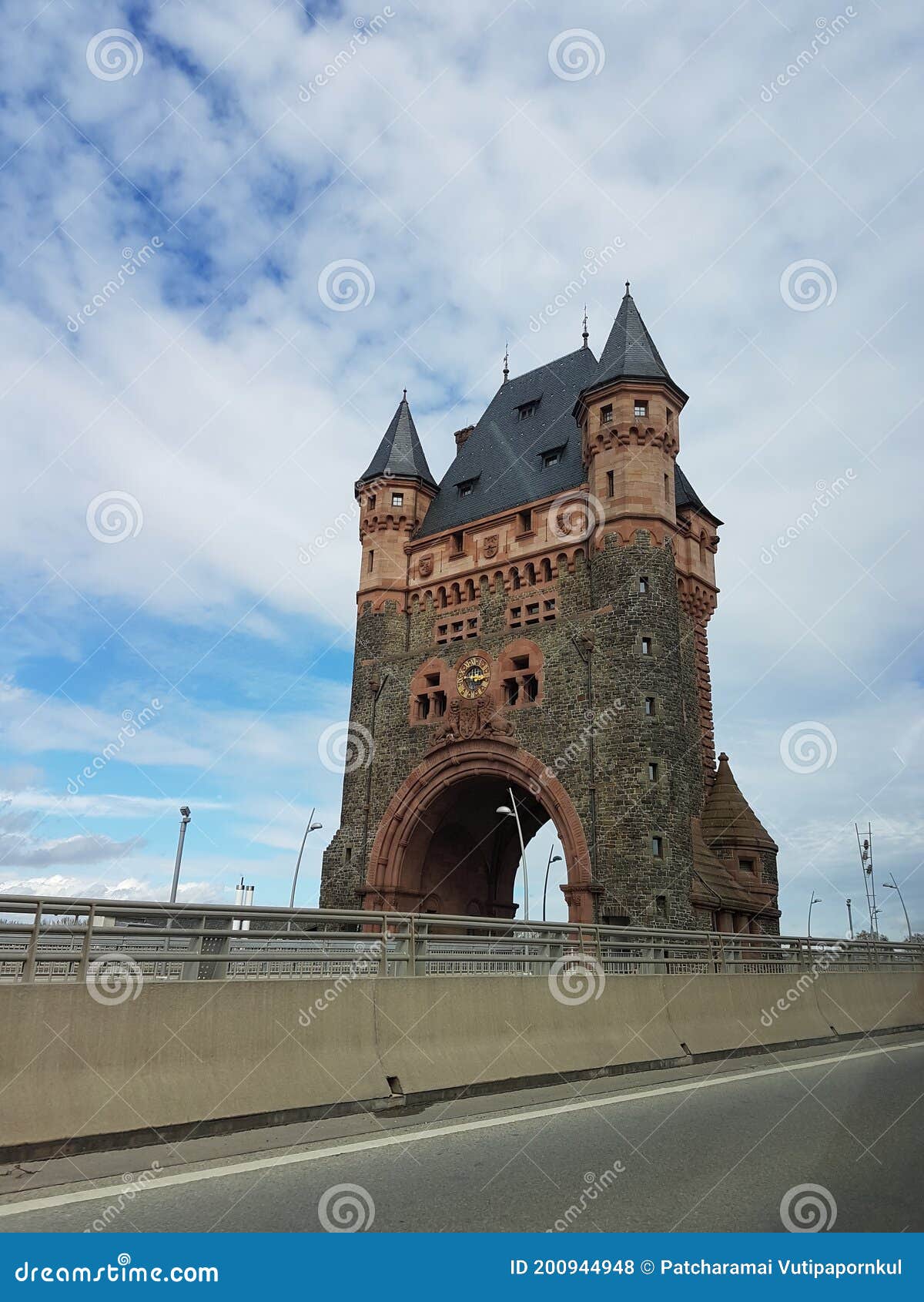 Old City Gate in the Middle of a Bridge in Germany Stock Photo - Image ...