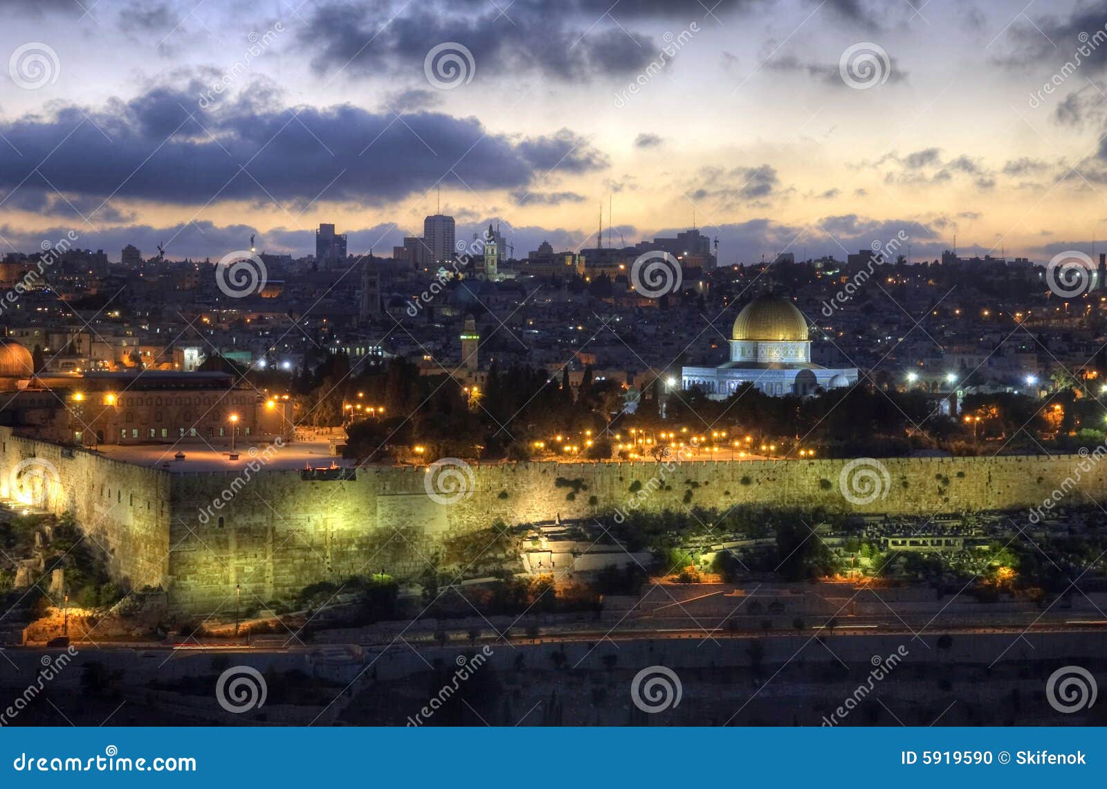 Old City of Jerusalem at Sunset Stock Photo - Image of israeli, caliph ...