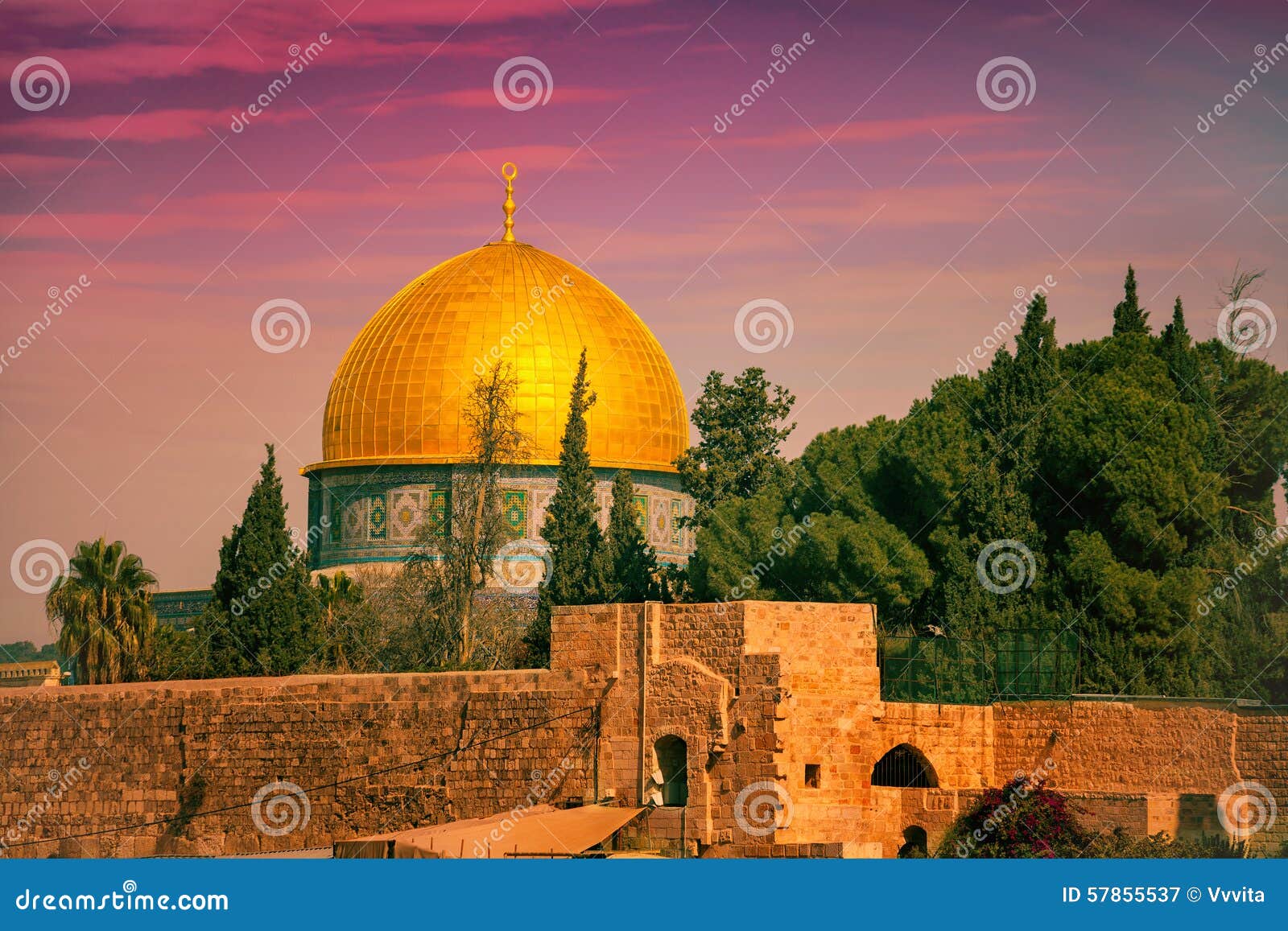Old City Jerusalem at Sunset Stock Image - Image of aqsa, landmark ...